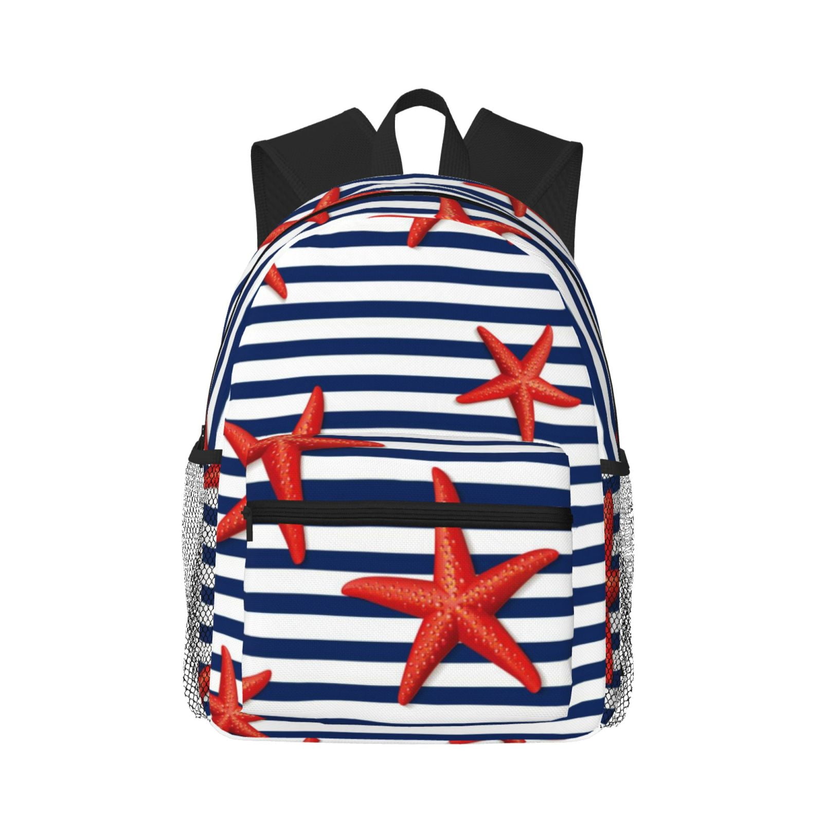 Balery Starfish Navy Blue Stripe Backpack for Women Men,Lightweight ...