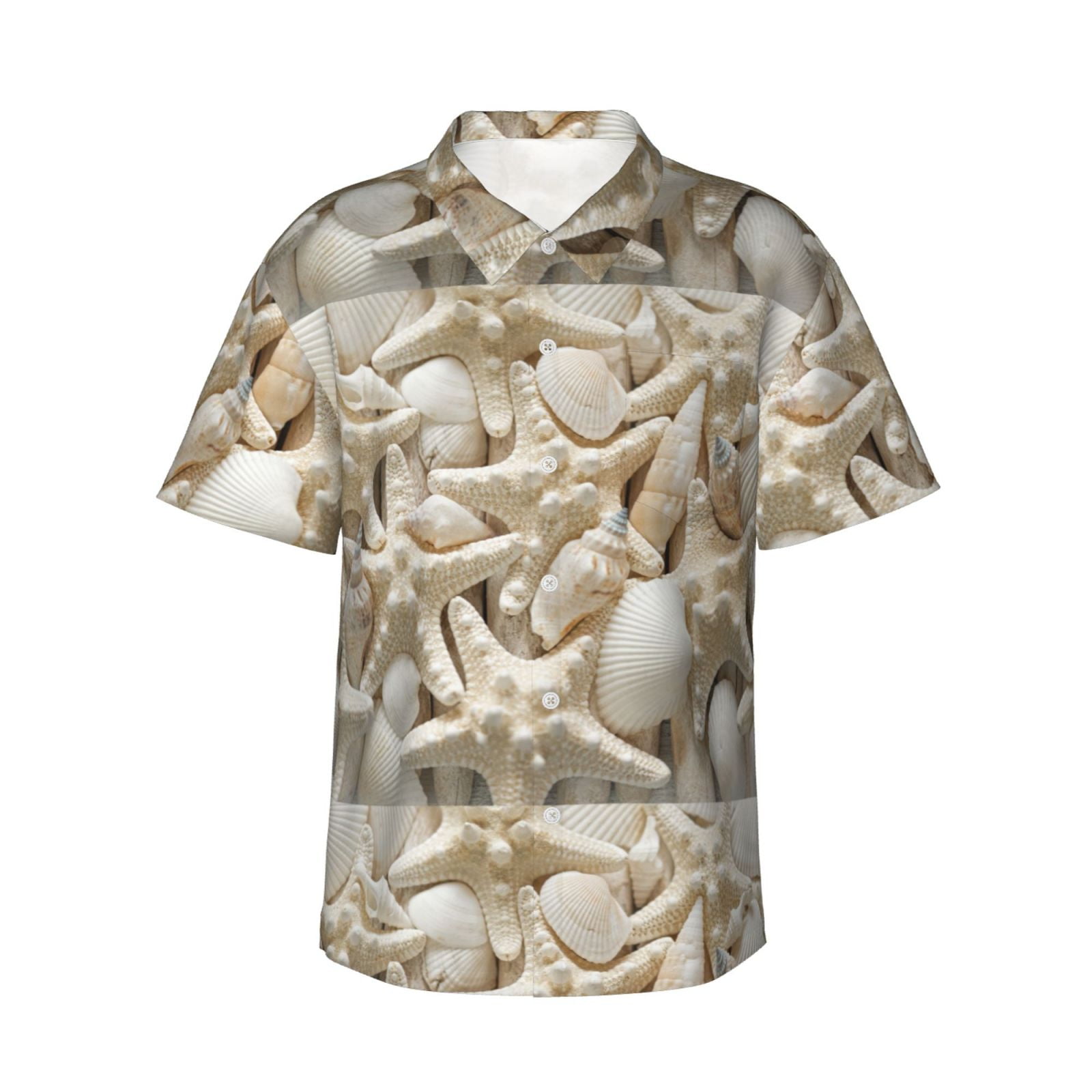 Balery Starfish and Sea Shells Print Men's Hawaiian Shirts Short Sleeve ...
