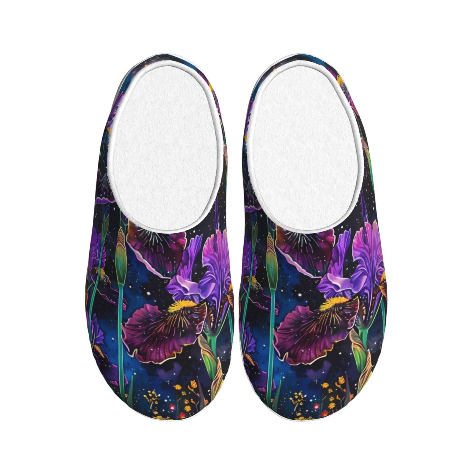 Balery Starry Night Iris Field Pattern Women's Fuzzy Memory Foam ...