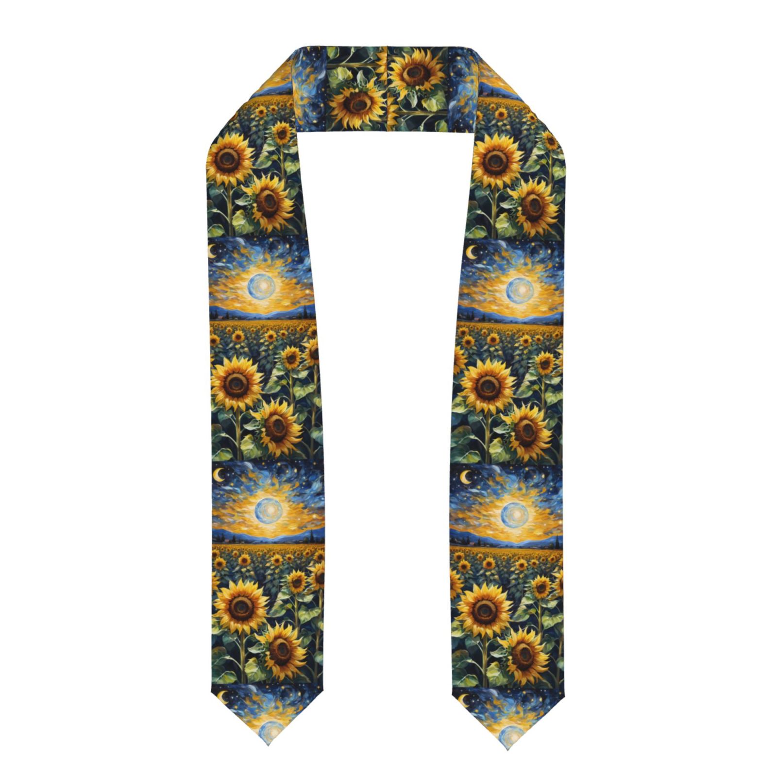 Balery Starry Sky Moon Sunflower Pattern Graduation Shawl Stole ...