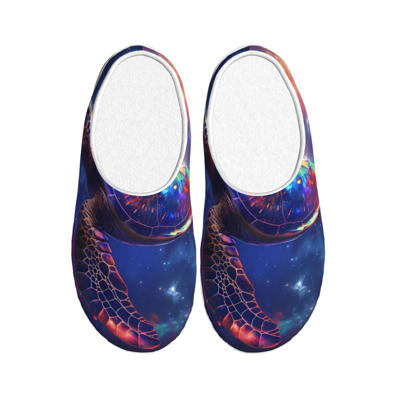 Balery Starry Sky Turtle Pattern Women's Fuzzy Memory Foam Slippers ...