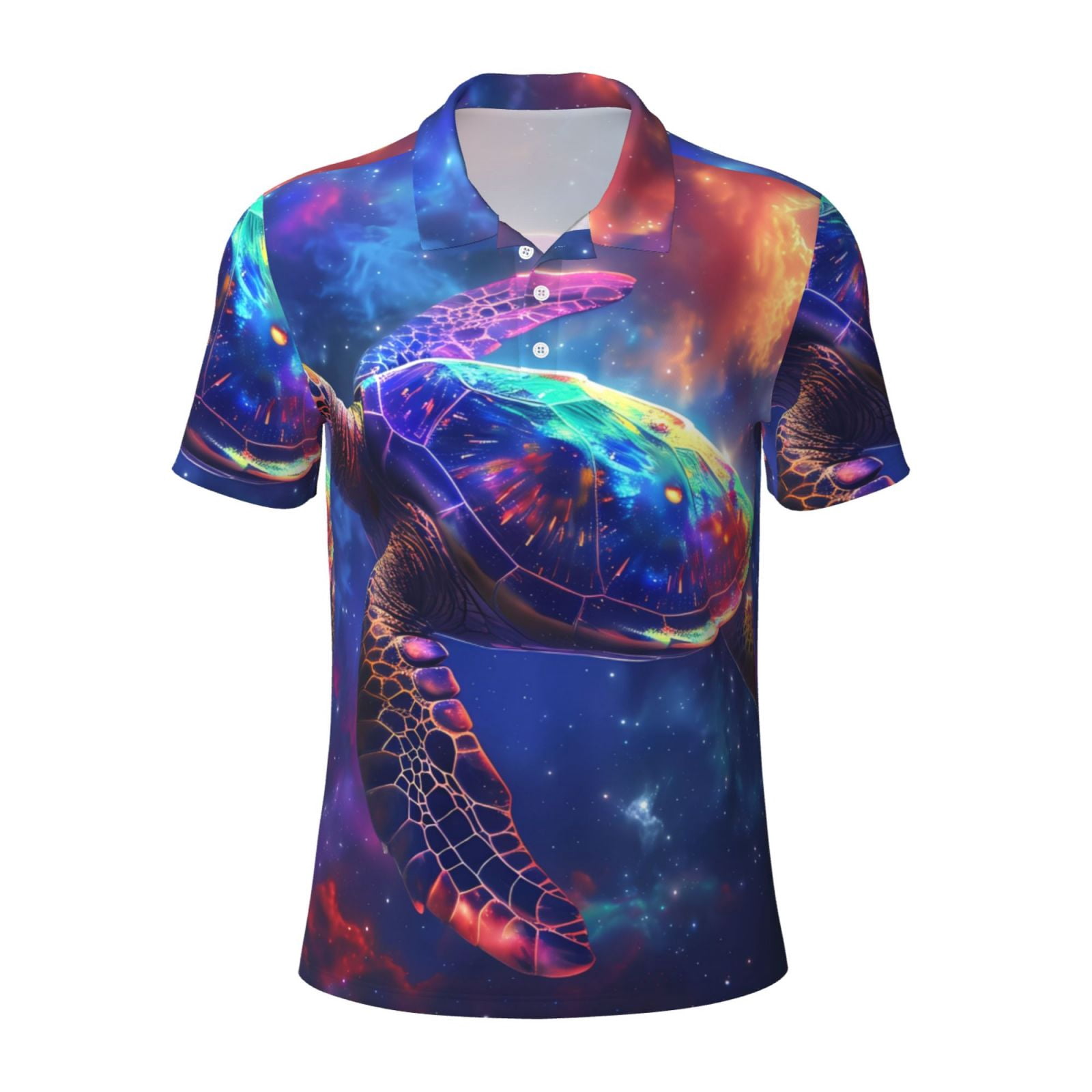 Balery Starry Sky Turtle Printed Men’s Short Sleeve Polo Shirt ...