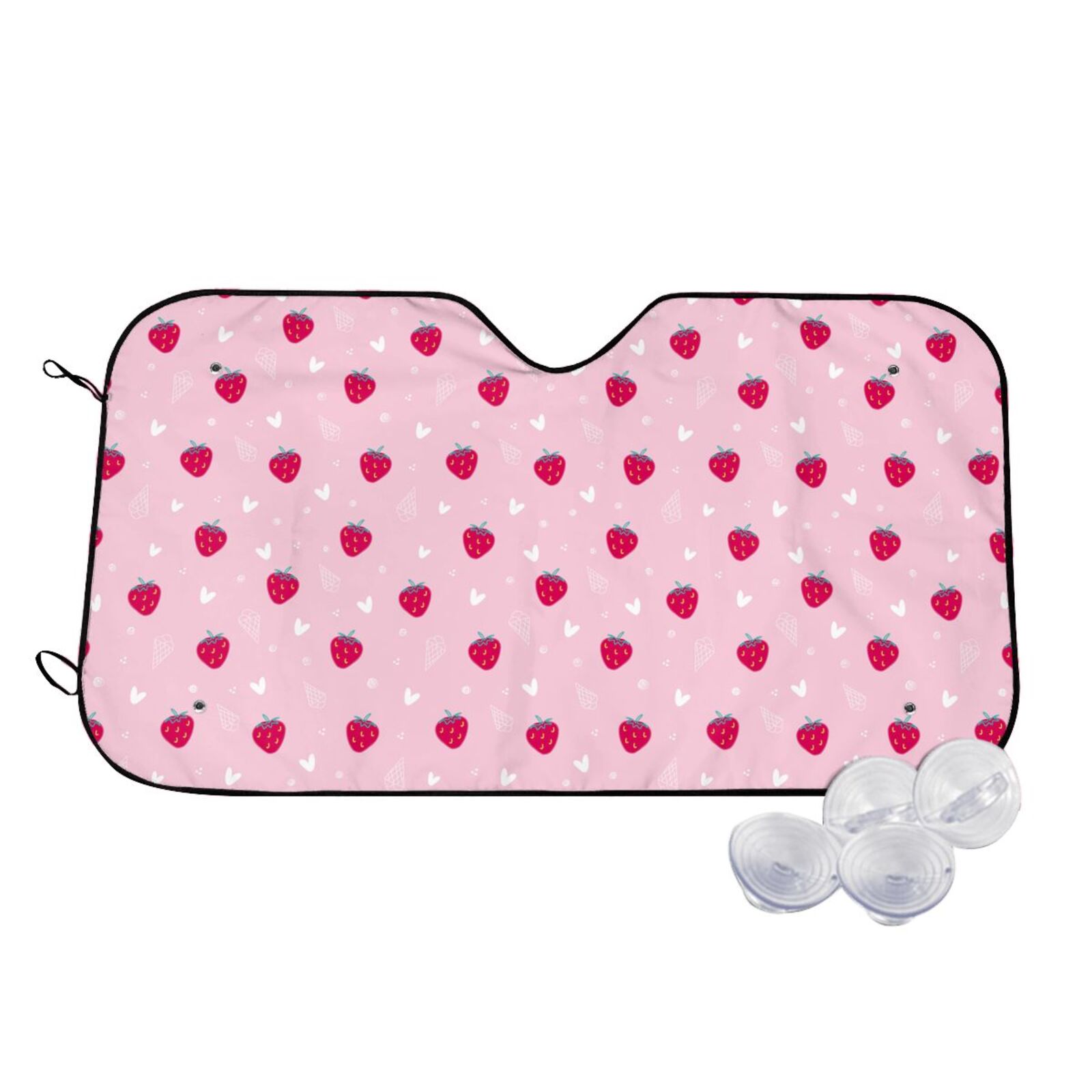 Balery Strawberry And Heart Print Car Windshield Sun Shade,Windshield ...