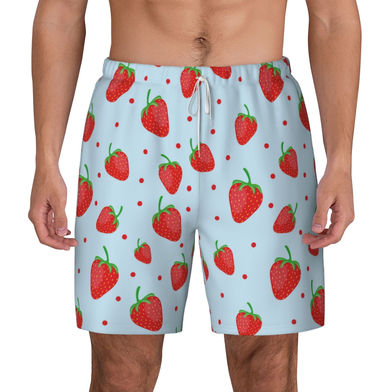 Balery Strawberry Mens Swim Trunks Swim Shorts for Men Quick Dry Inseam ...