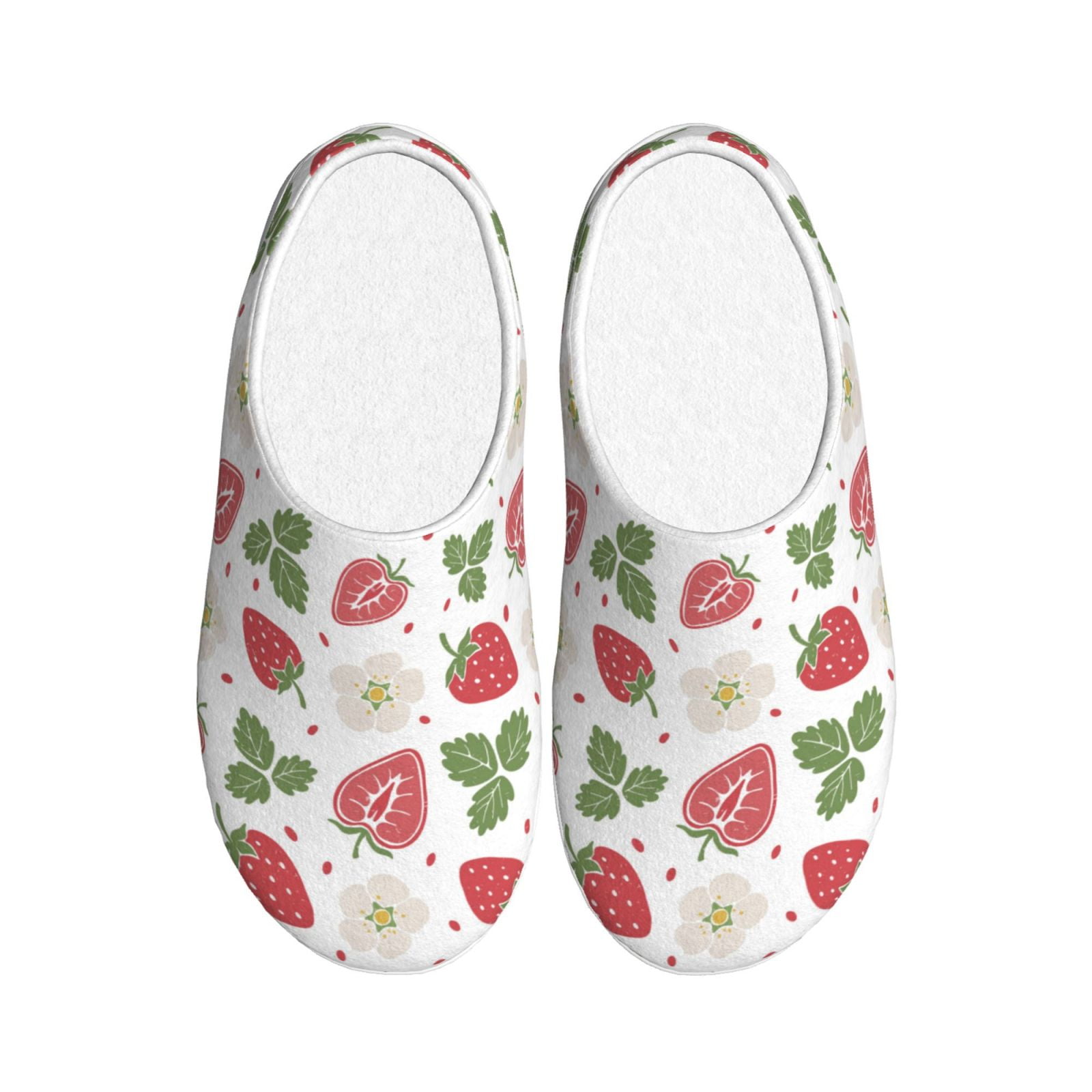 Balery Strawberry Pattern Women's Fuzzy Memory Foam Slippers Fluffy ...