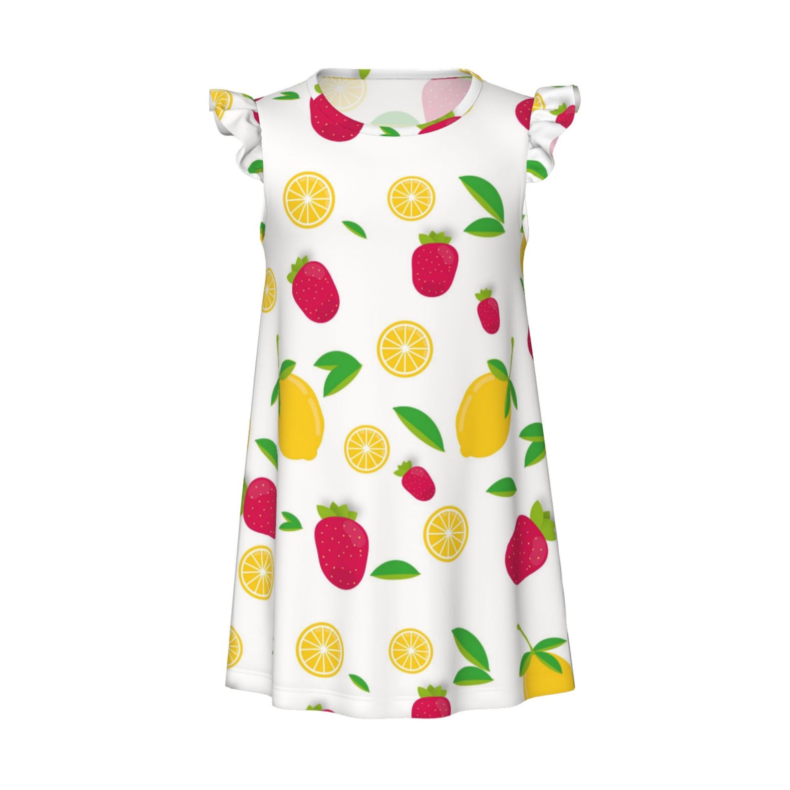 Balery Strawberry and Lemon Princess Nightgown for Girls Flutter Sleeve ...