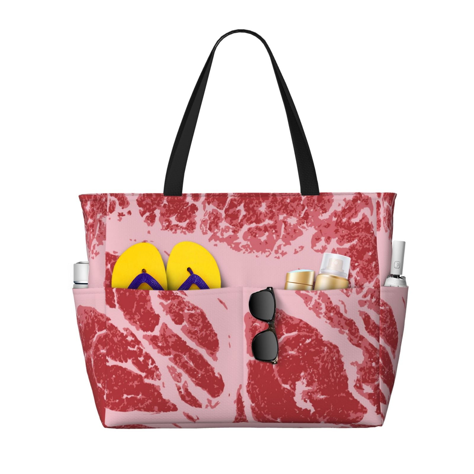 Balery Striped Meat Beach Travel Bag - Water-Resistant, Large Capacity ...