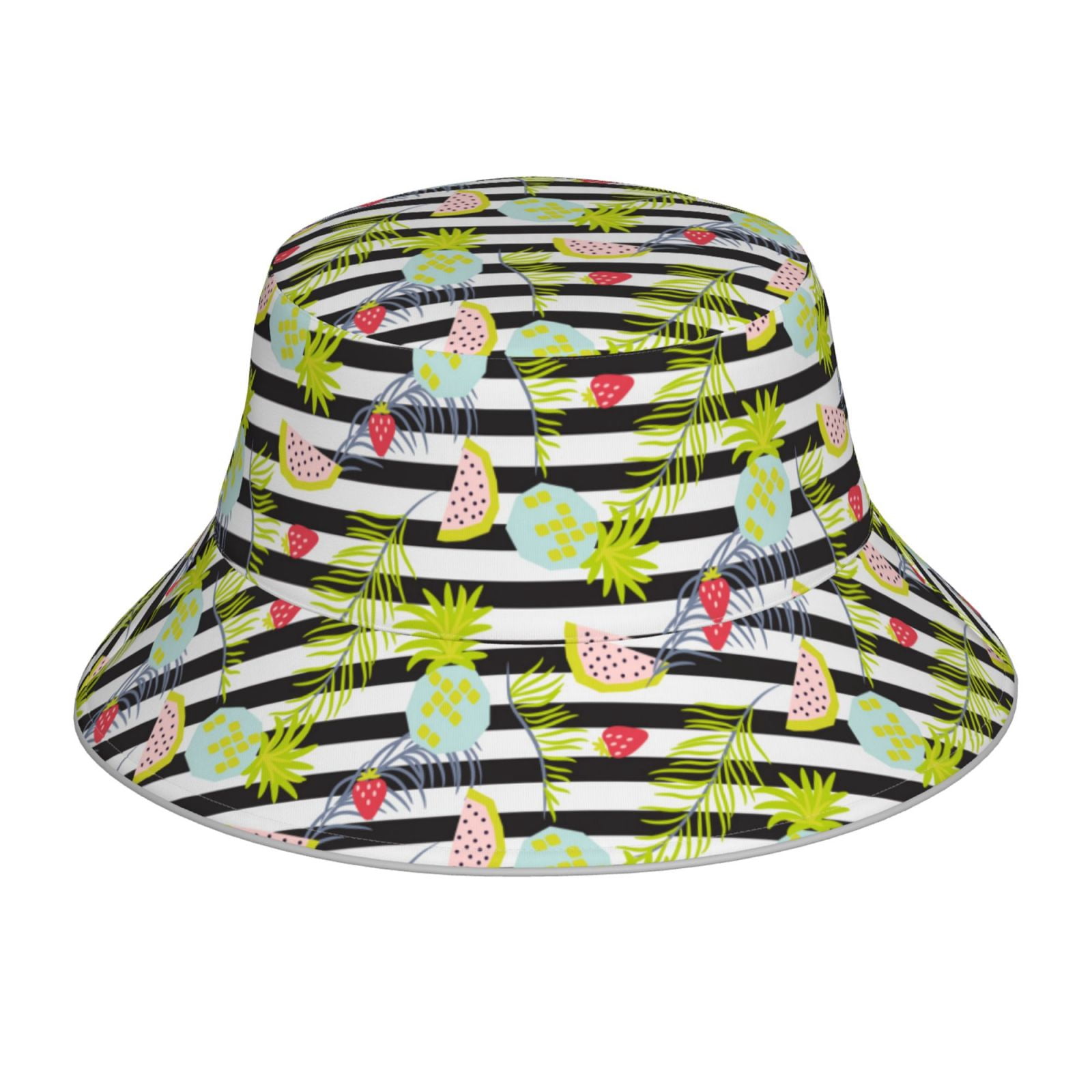 Balery Striped With Palm Tree Branches Sun Hats for Men Women Bucket ...