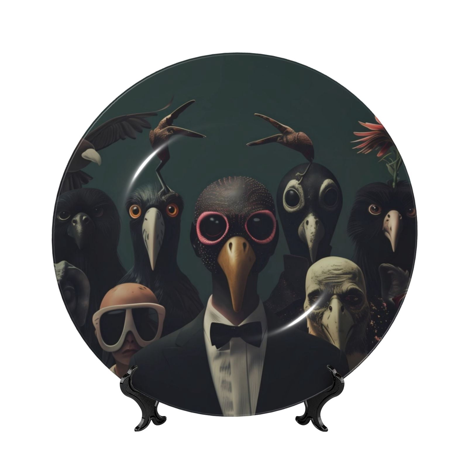 Balery Stylish Avian Gathering Print Bone China Decorative Plate ...