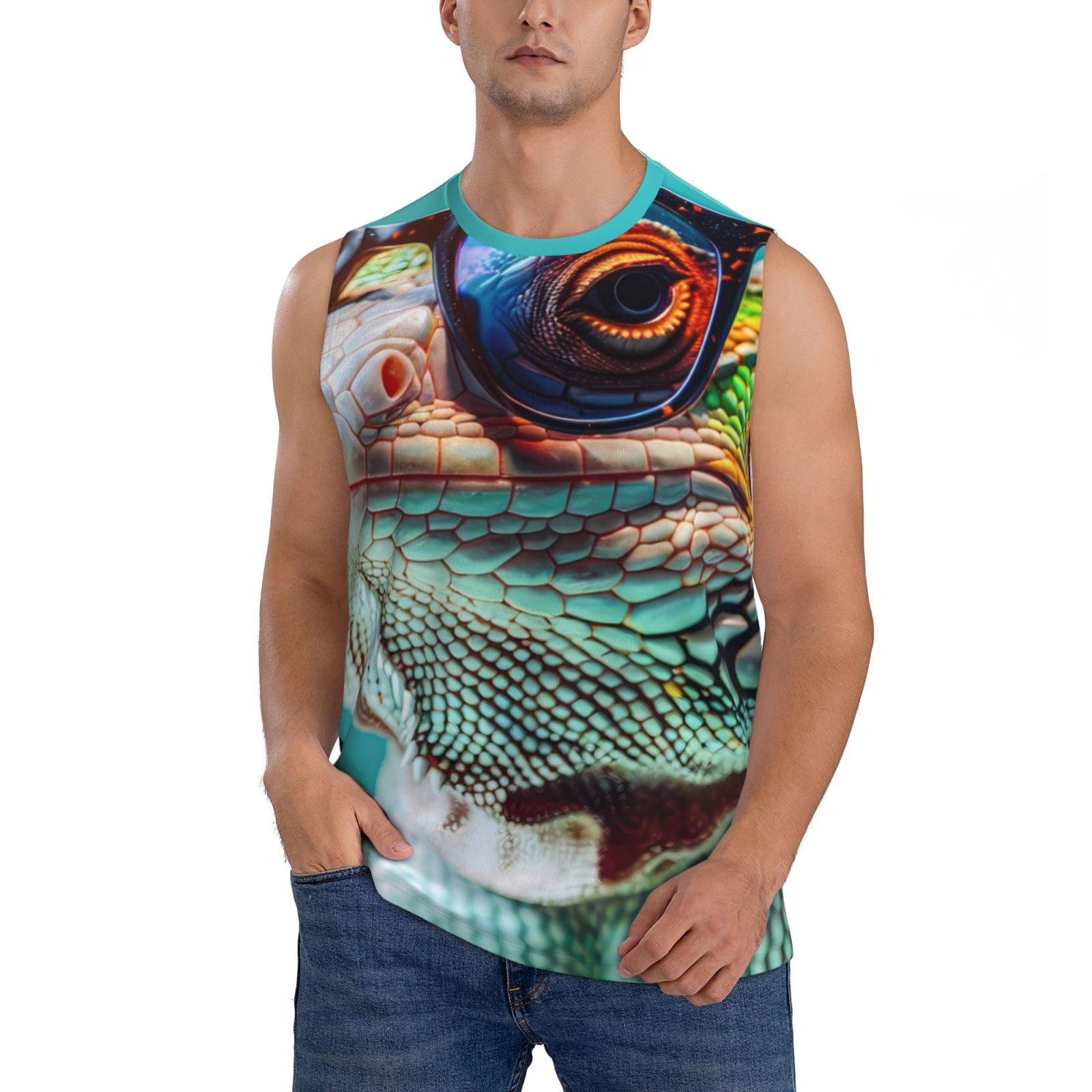 Balery Stylish Sunglasses Iguana Men's Sleeveless Muscle Shirts Workout ...