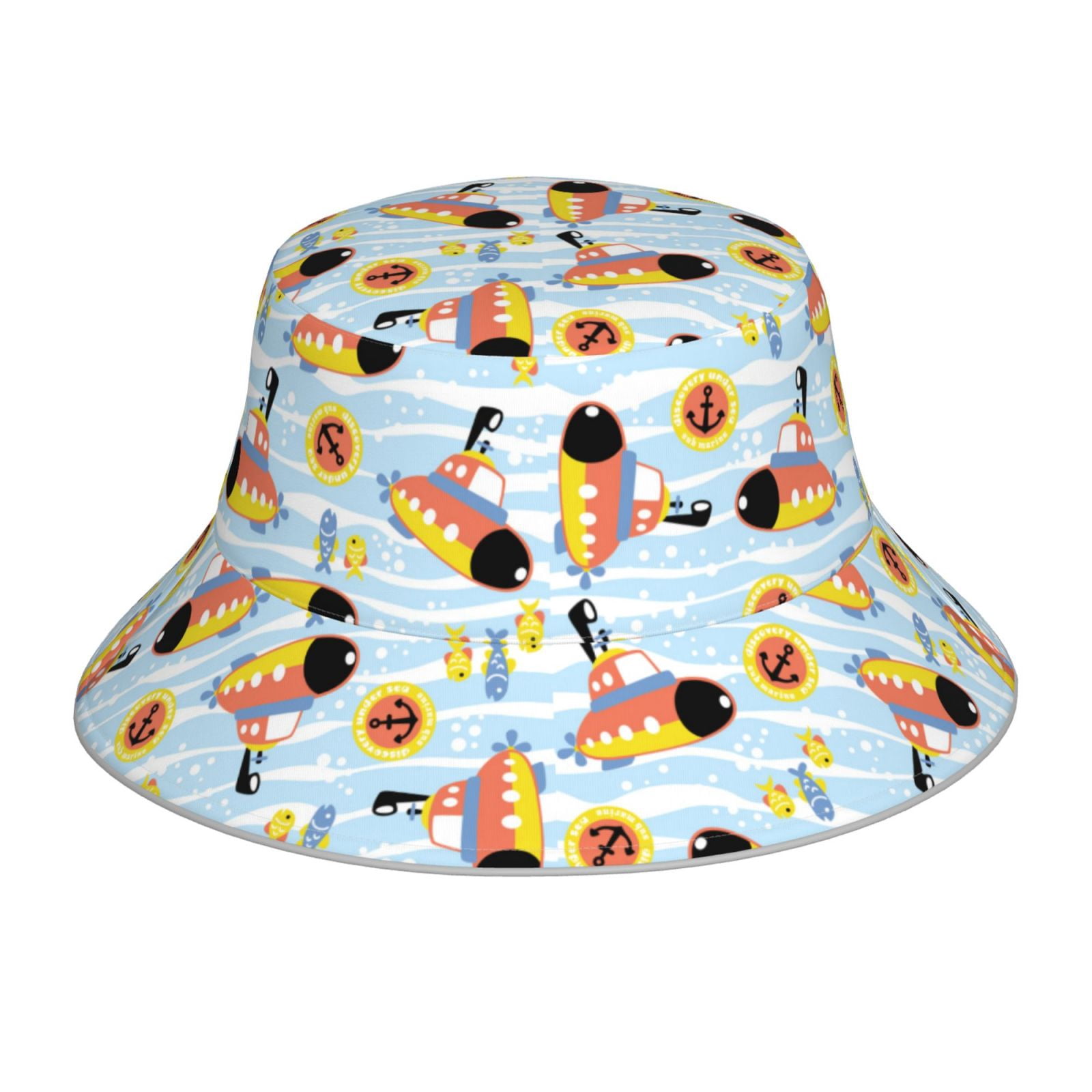 Balery Submarine With Fishes Undersea Sun Hats for Men Women Bucket Hat ...