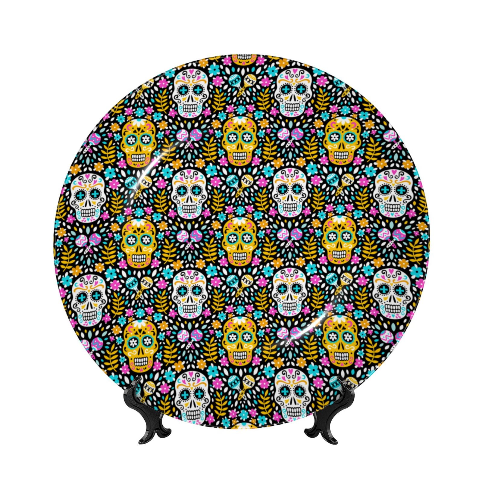 Balery Sugar Skulls Print Bone China Decorative Plate Ceramic Dinner ...