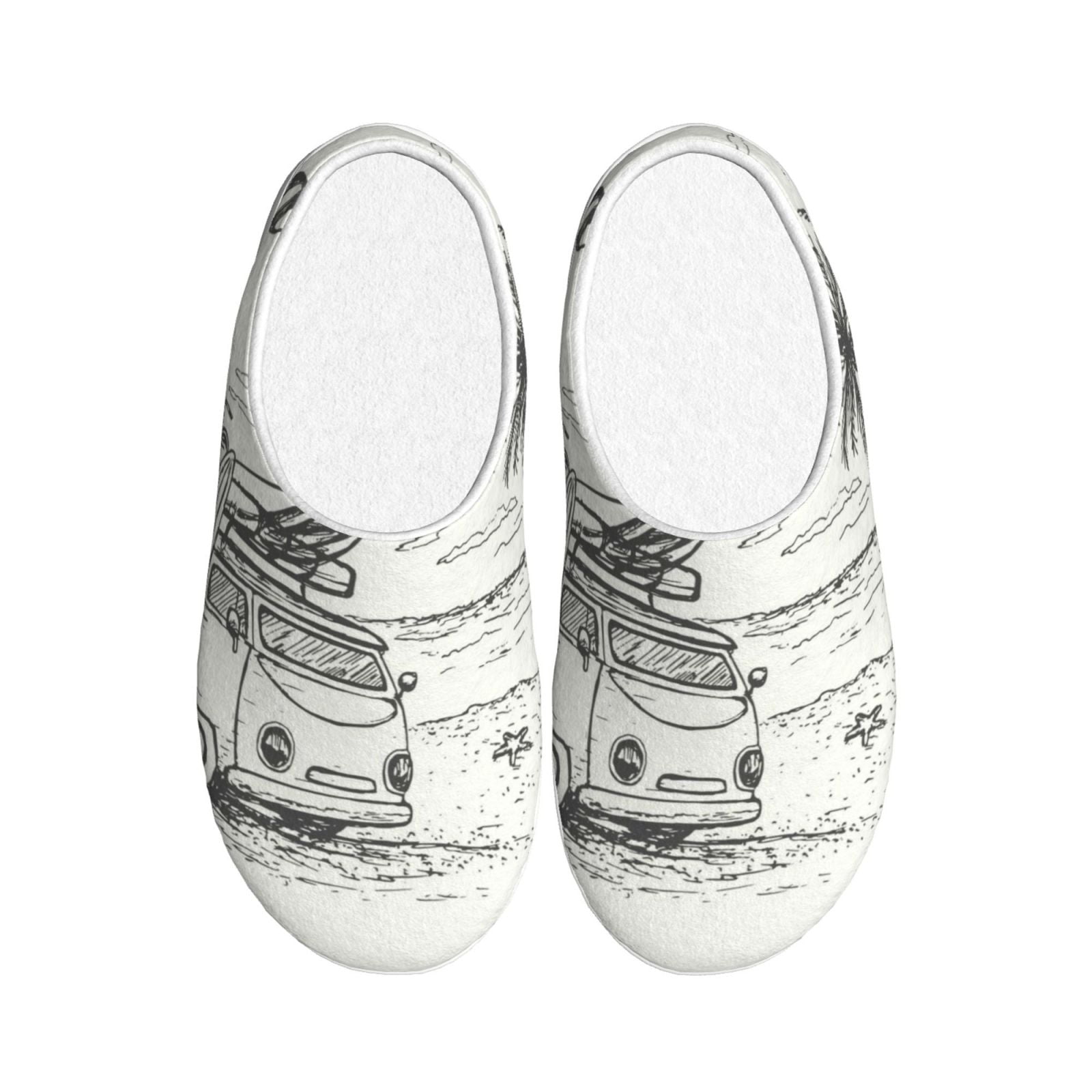 Balery Summer Vacation Scene With Camping Van Pattern Women's Fuzzy ...