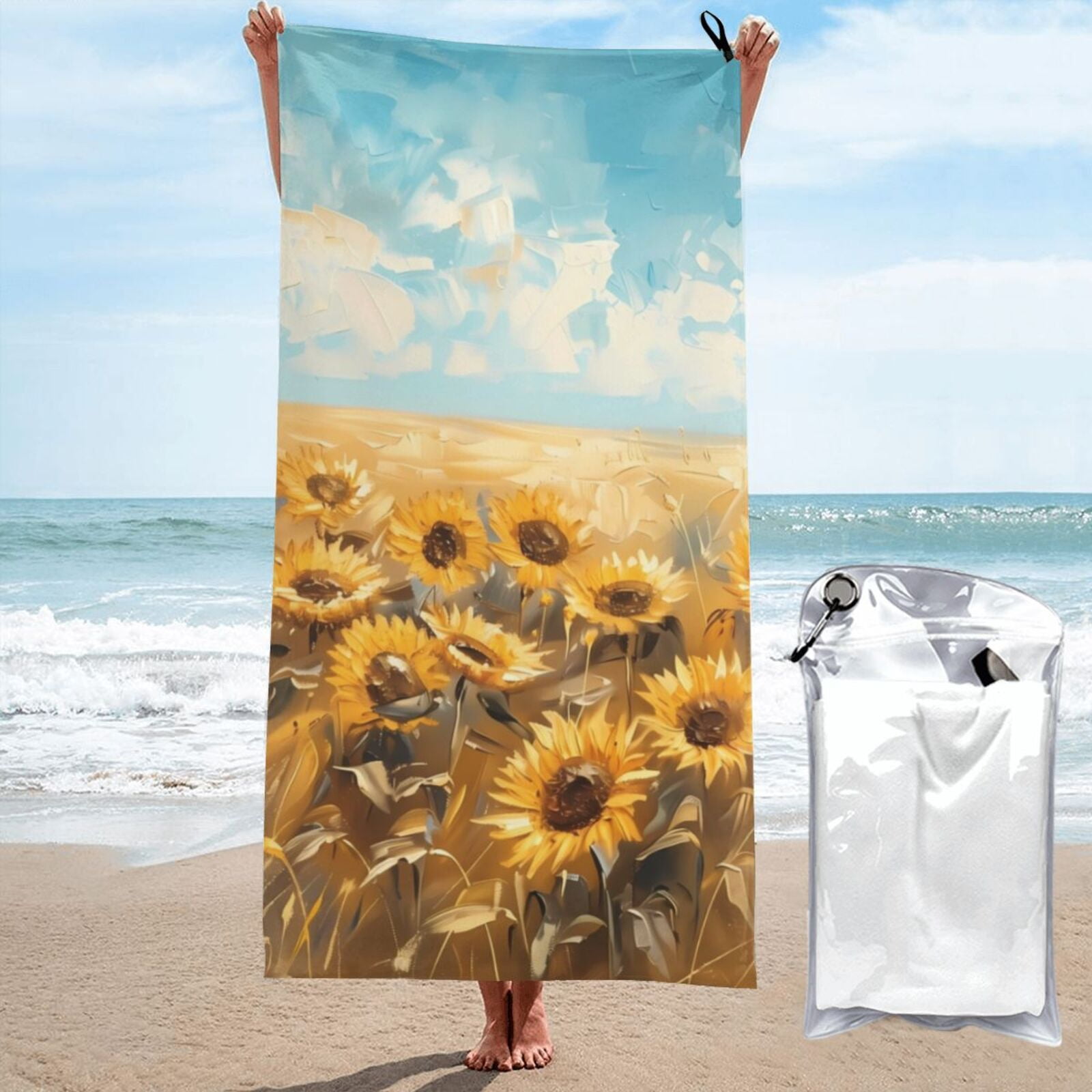 Balery Sunflower Field Bliss Print Towels - Luxurious Jumbo Bath Sheet - Highly Absorbent and ...