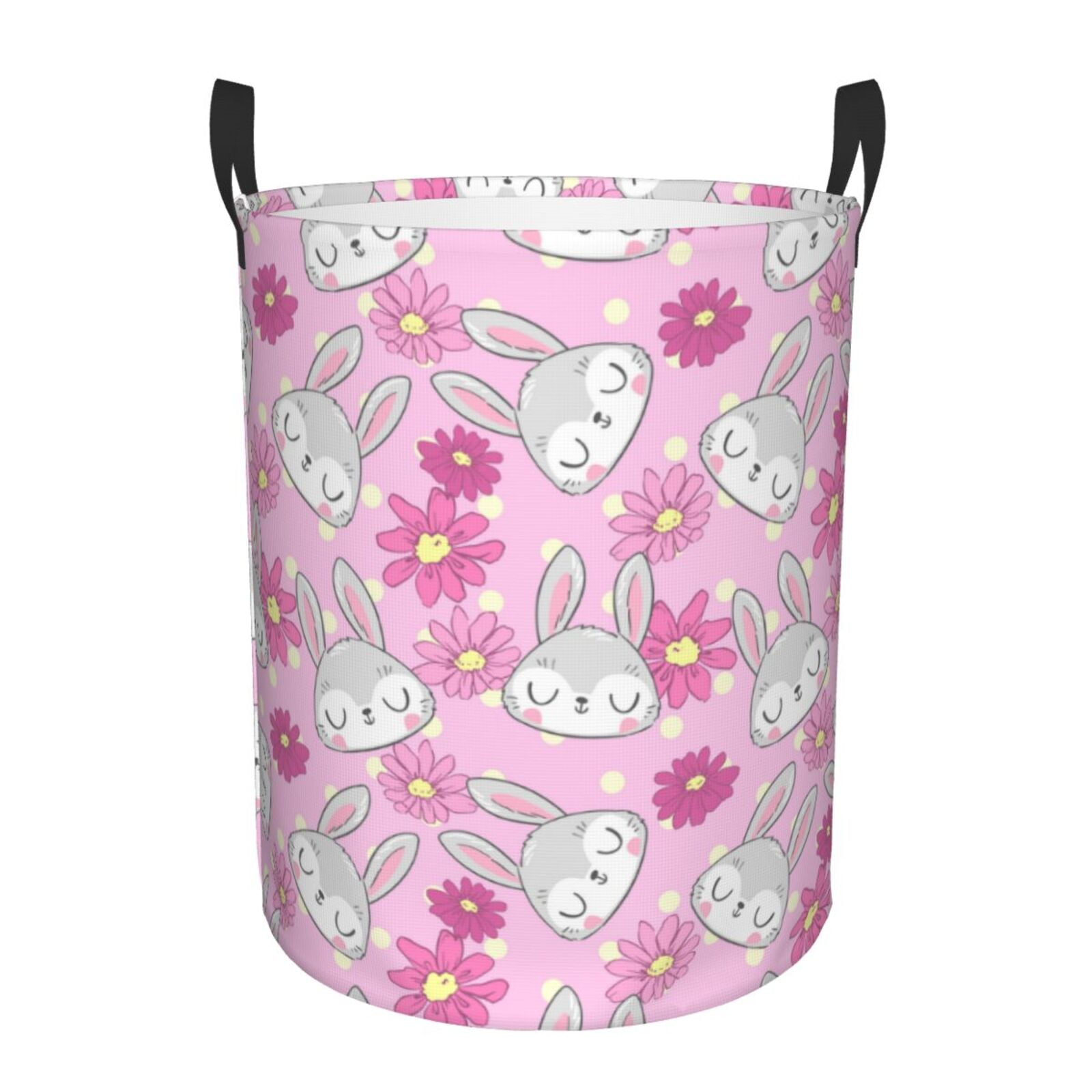 Balery Sunflower Rabbit Round Laundry Basket with Handles Waterproof ...