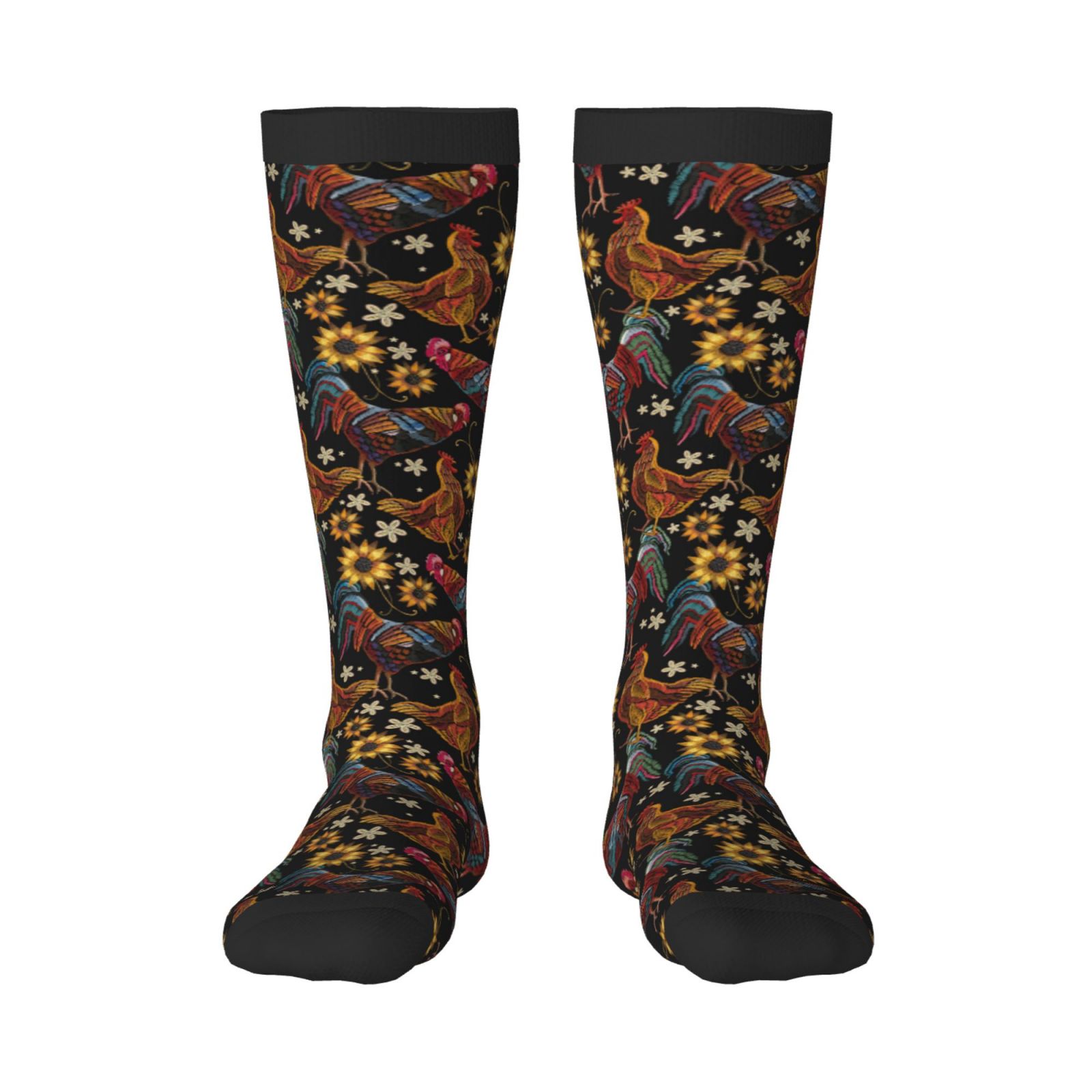 Balery Sunflower Rooster Printed Novelty Socks Men's Women's Crew Socks ...