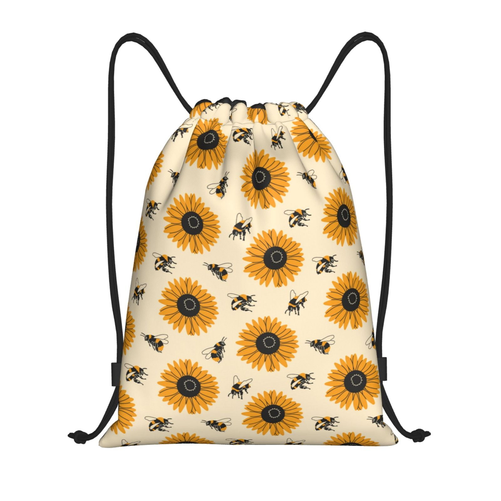 Balery Sunflowers And Bee Pattern Drawstring Backpack Bag Sport Gym ...