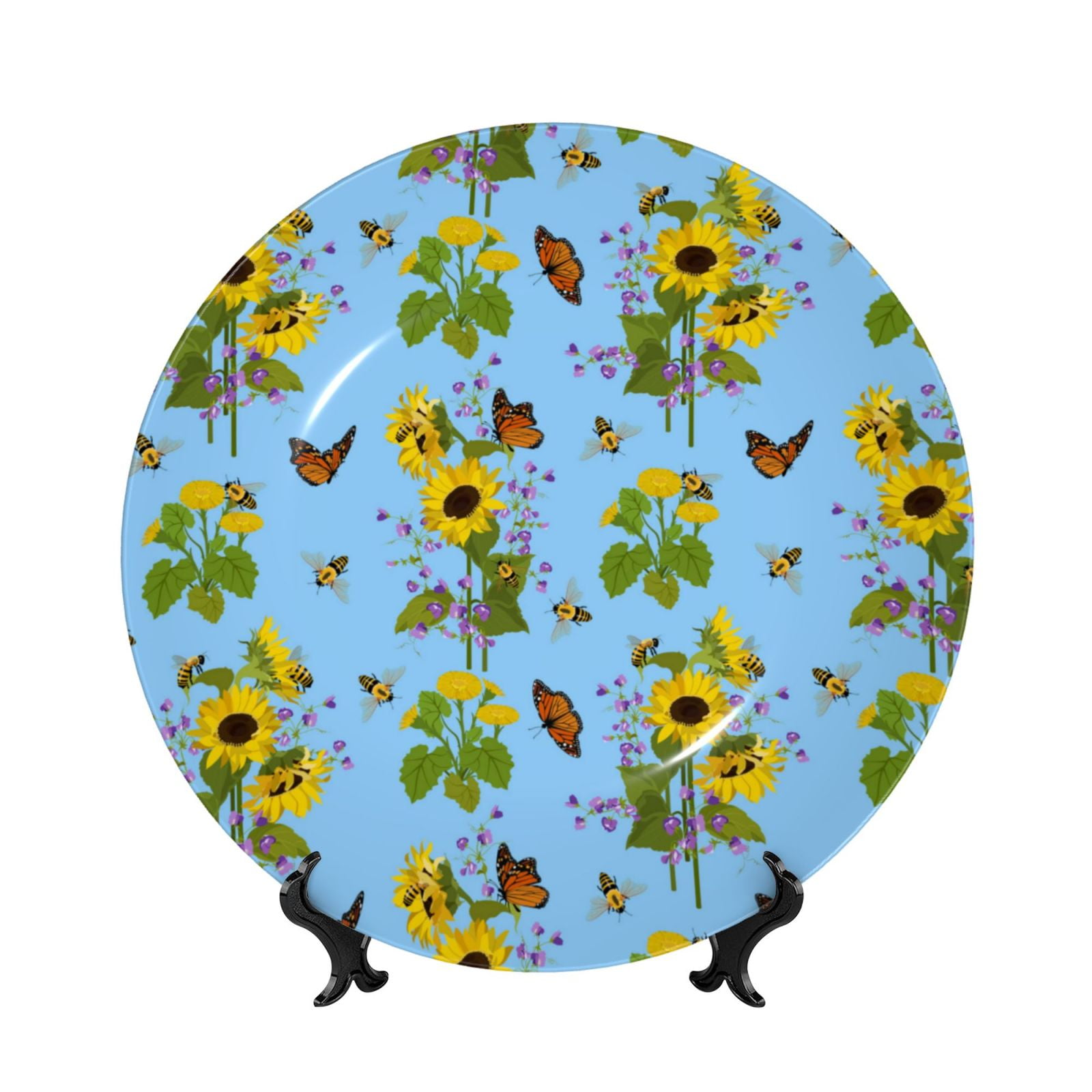 Balery Sunflowers And Bees Print Bone China Decorative Plate Ceramic ...