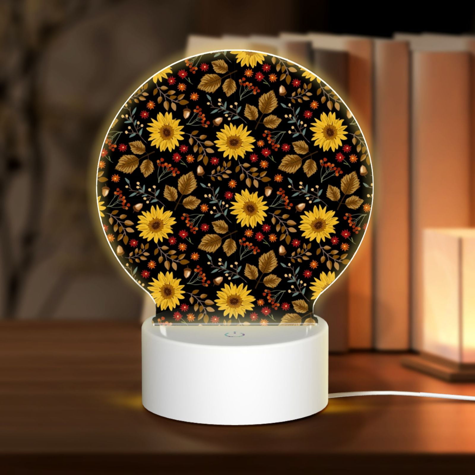 Balery Sunflowers Leaves Pattern Acrylic Night Light Gift with 3 Color ...