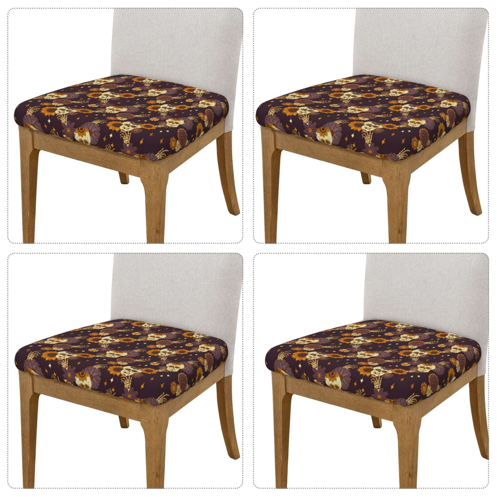Balery Sunflowers with Skull and Hand Stretch Couch Cushion Covers ...