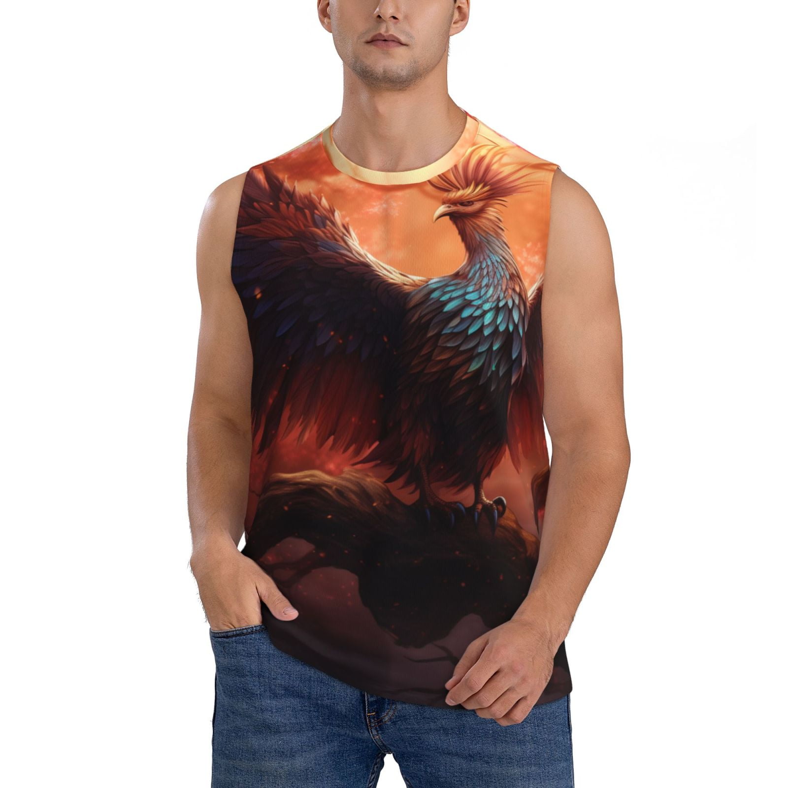 Balery Sunset Blossoms Phoenix Perch Men's Sleeveless Muscle Shirts ...