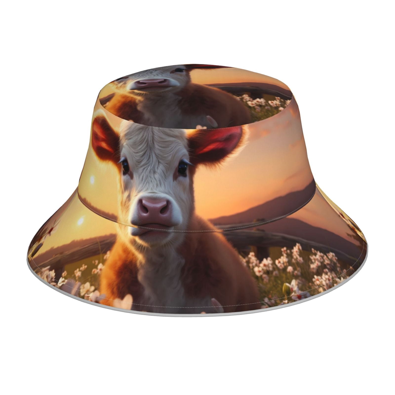 Balery Sunset Calf Flower Field Sun Hats for Men Women Bucket Hat UPF ...