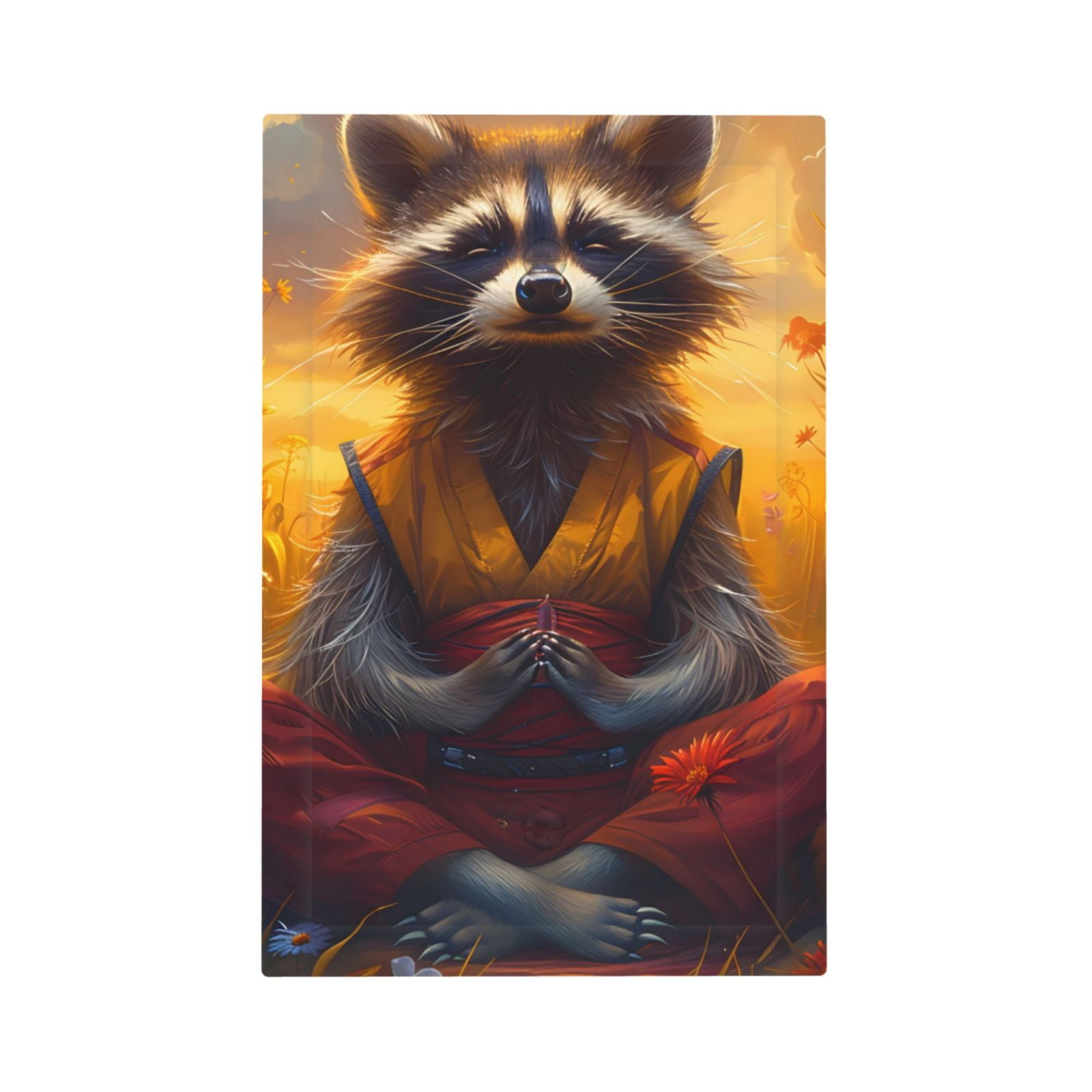 Balery Sunset Flower Meditating Raccoon for Duplex Wall Plates Kit ...