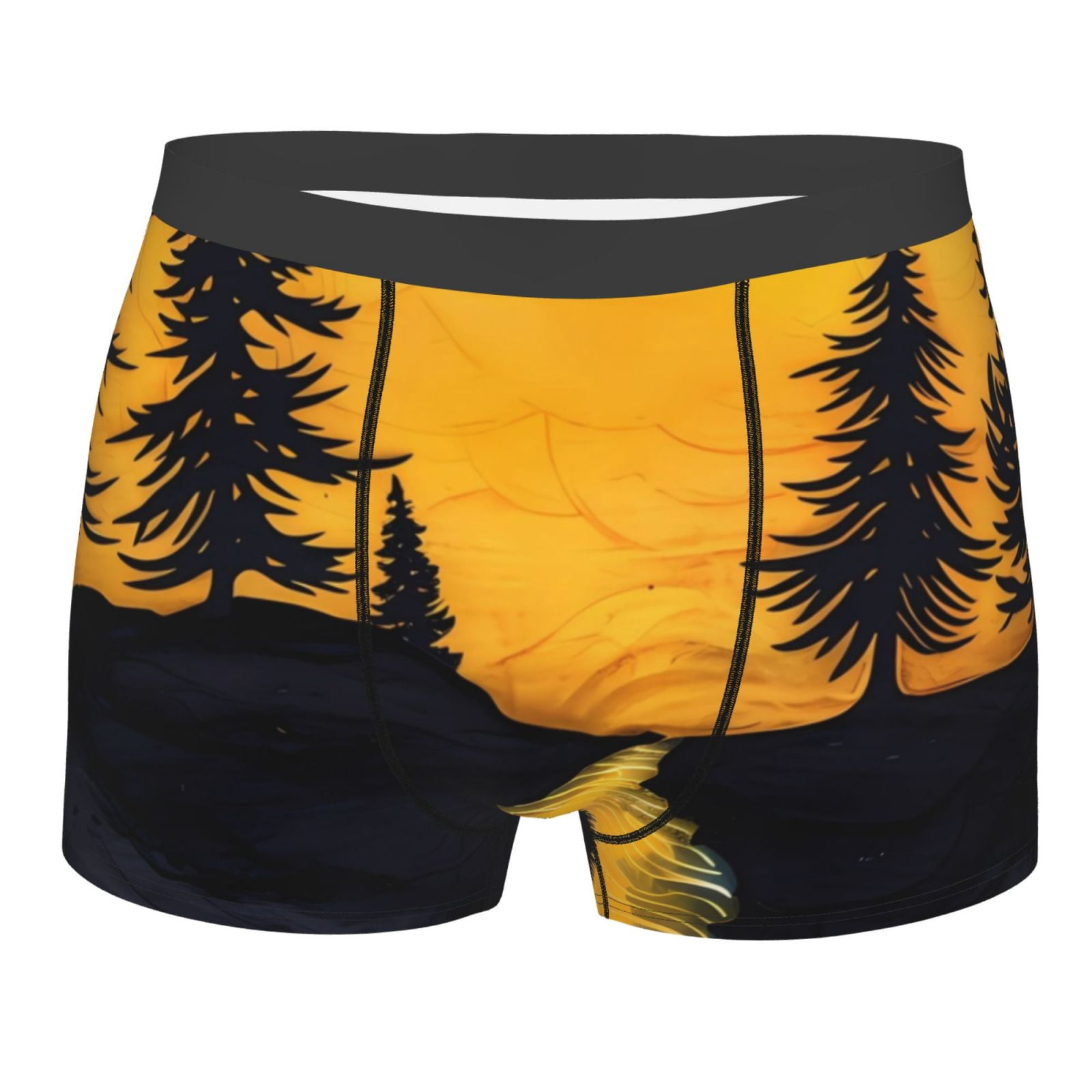 Balery Sunset River Pine Trees Men's Boxer Briefs, Soft and Breathable ...