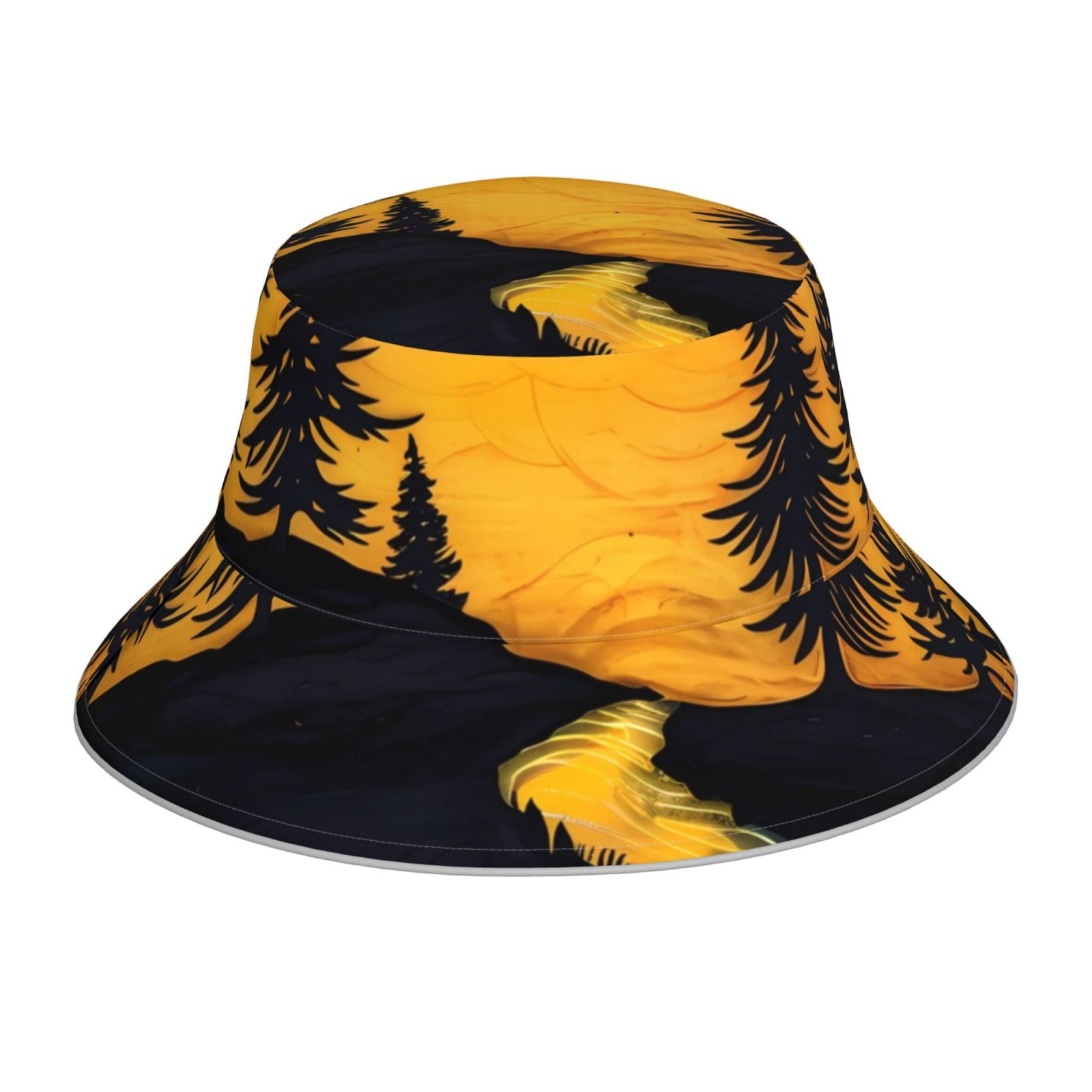 Balery Sunset River Pine Trees Sun Hats for Men Women Bucket Hat UPF 50 ...