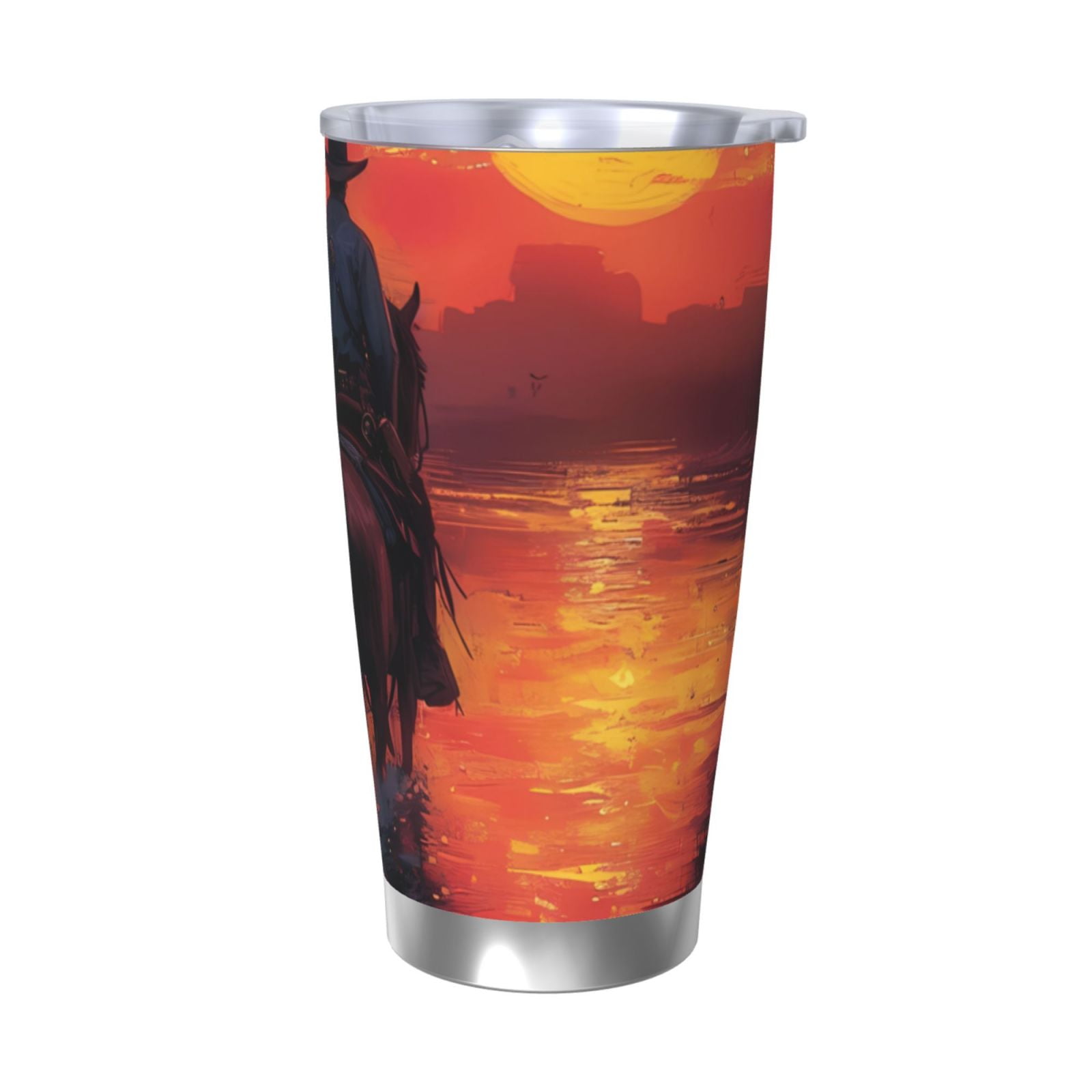 Balery Sunset River Western Cowboy Pattern 20oz Insulated Car Cup with ...
