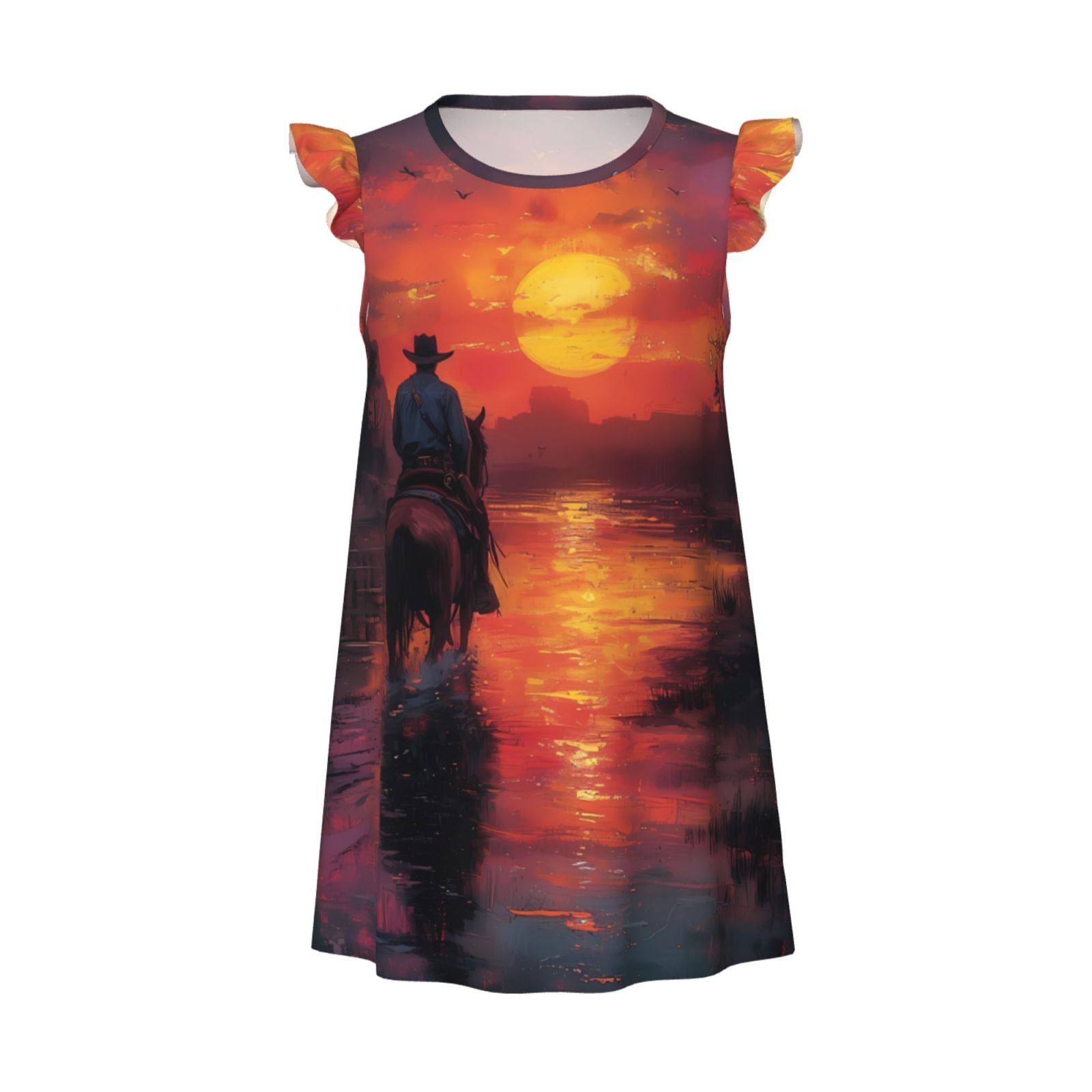 Balery Sunset River Western Cowboy Princess Nightgown for Girls Flutter ...