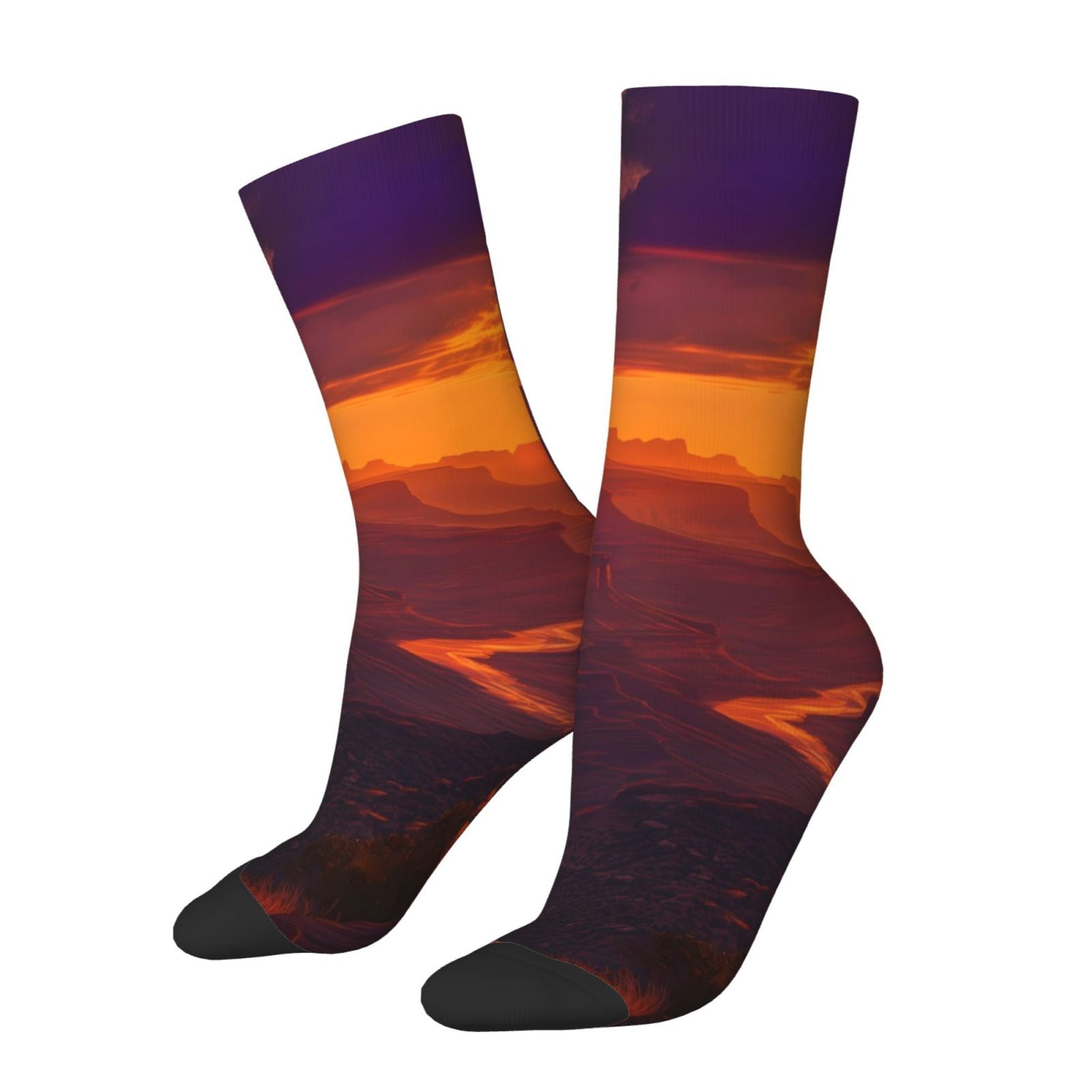 Balery Sunset Valley Western Cowboy Pattern Crew Socks Unisex– Soft ...