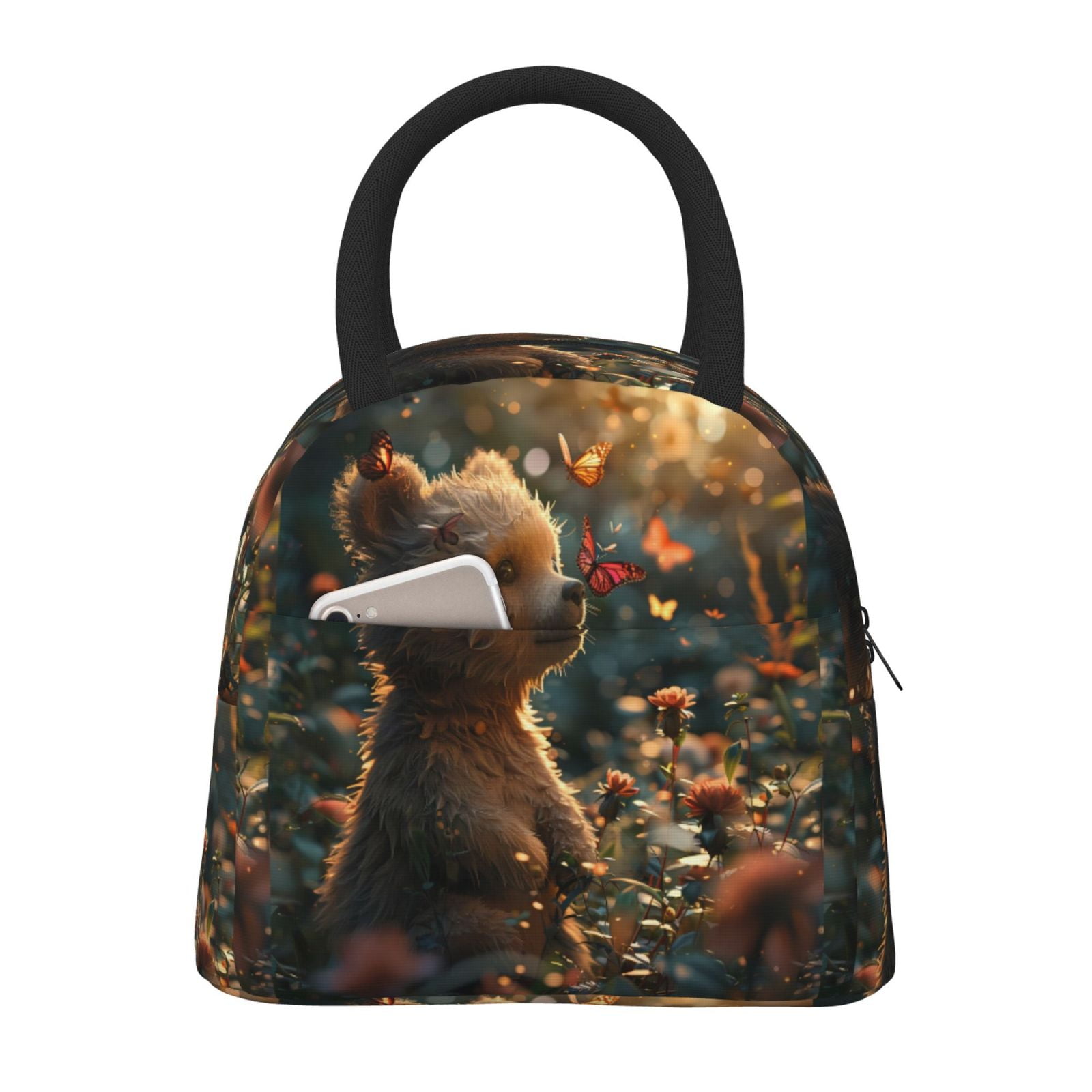 Balery Sunshine Butterfly Flower Bear Pattern Lunch Bag Women, Lunch ...