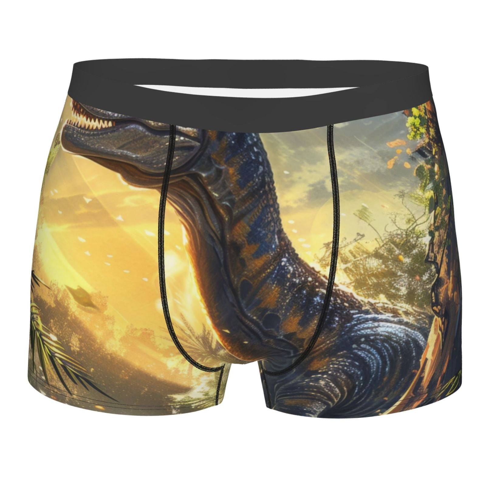 Balery Sunshine Jungle Dinosaur Men's Boxer Briefs, Soft and Breathable ...