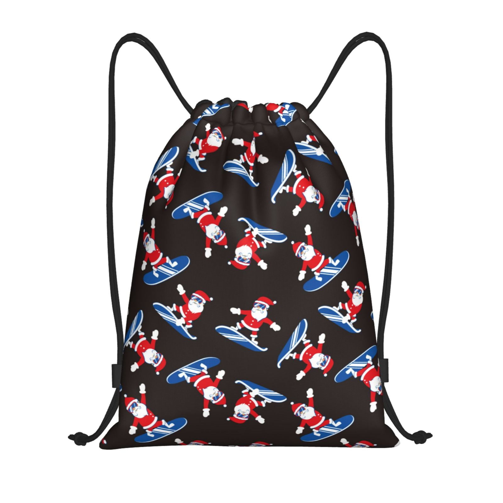 Balery Surfing Santa Pattern Drawstring Backpack Bag Sport Gym Sackpack ...