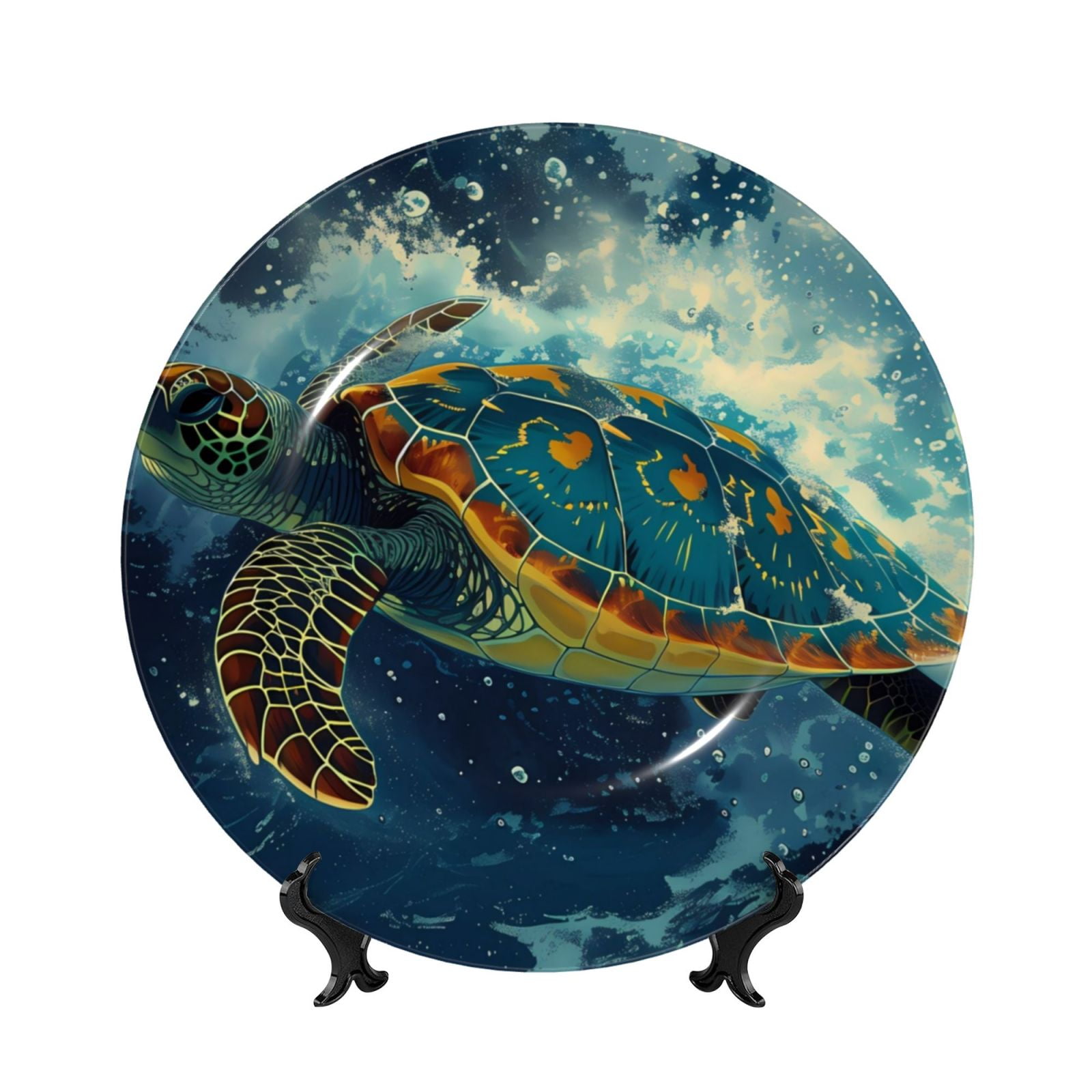 Balery Surfing Turtle Print Bone China Decorative Plate Ceramic Dinner ...