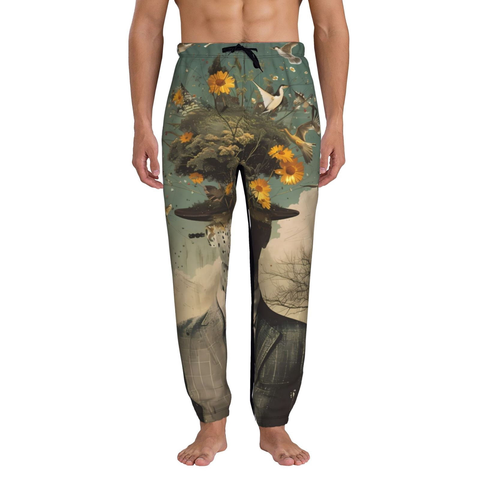 Balery Surreal Floral Mindscape Pattern Joggers for Men Athletic ...