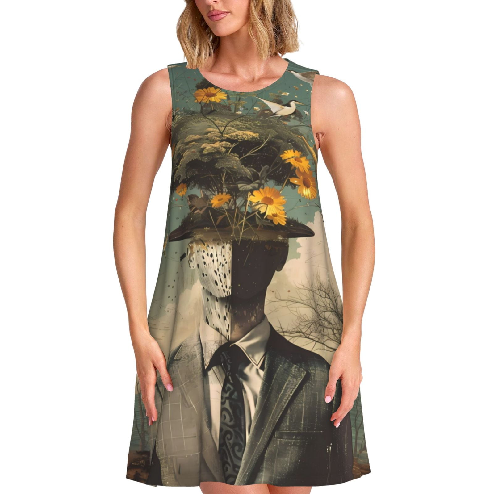 Balery Surreal Floral Mindscape Pattern Women’s Summer Dresses – Loose ...