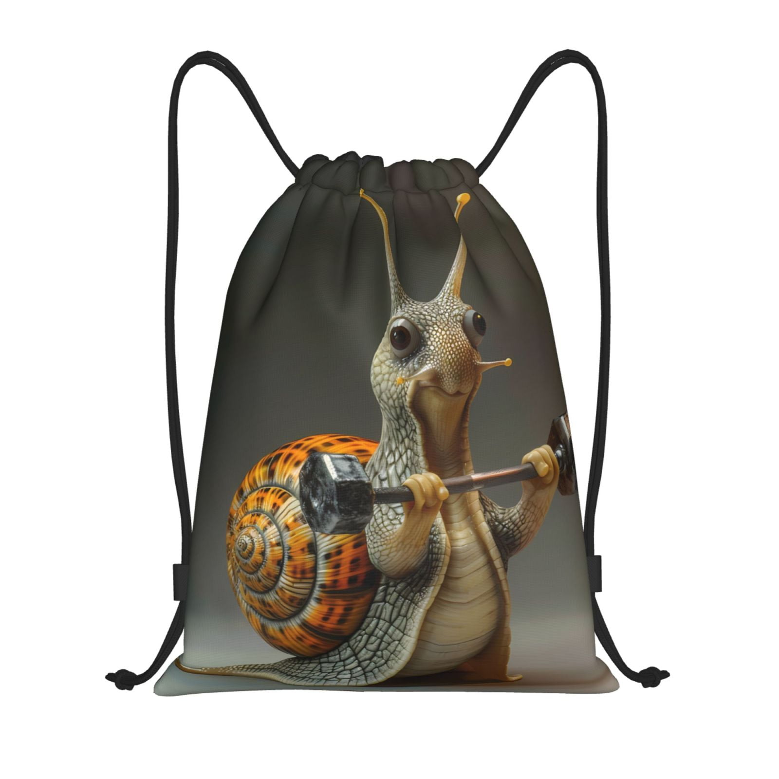 Balery Surreal Weightlifting Snail Pattern Drawstring Backpack Bag ...