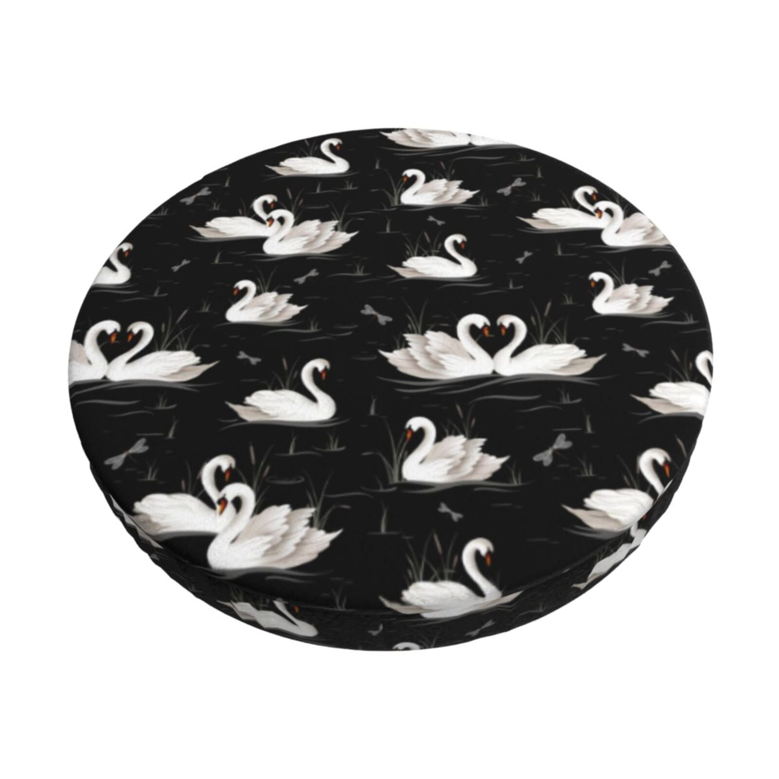 Balery Swan And Dragonflies Round Bar Stool Seat Covers Velvet Fabric ...