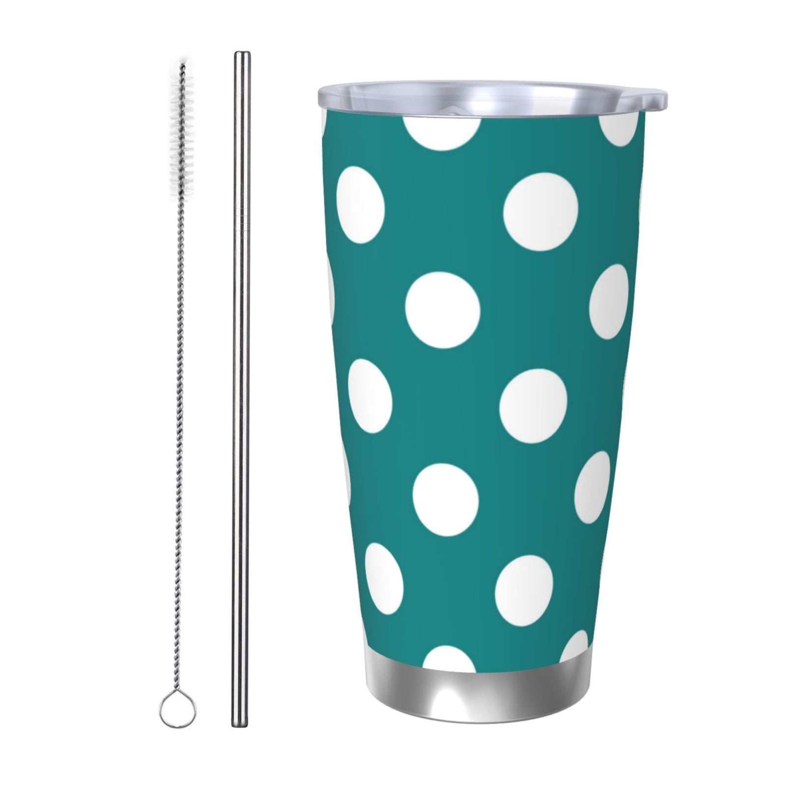 Balery Teal And White Polka Dot Pattern 20oz Insulated Car Cup with ...