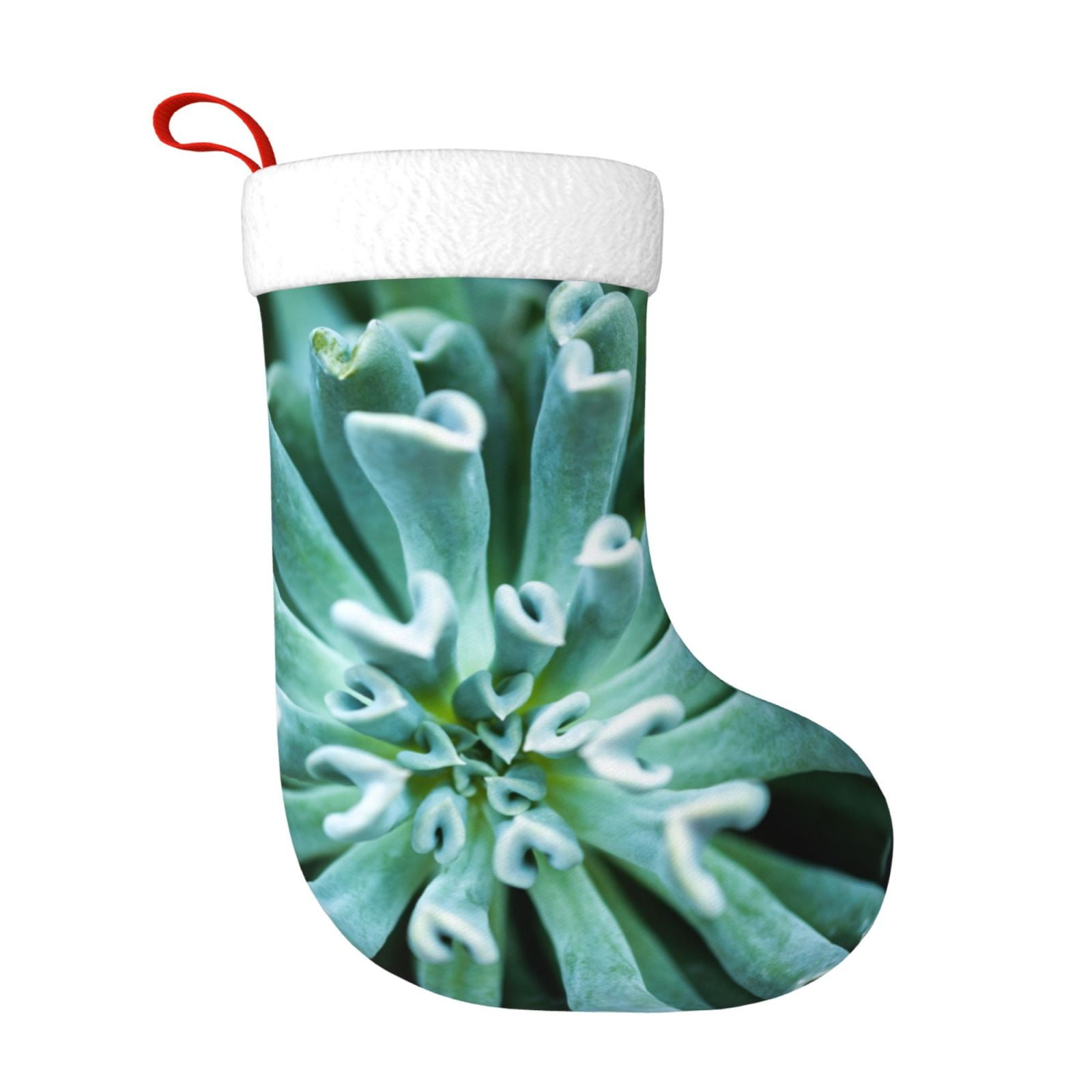 Balery Teal Cactus Pattern Christmas Stockings with Initials, 18" Large ...