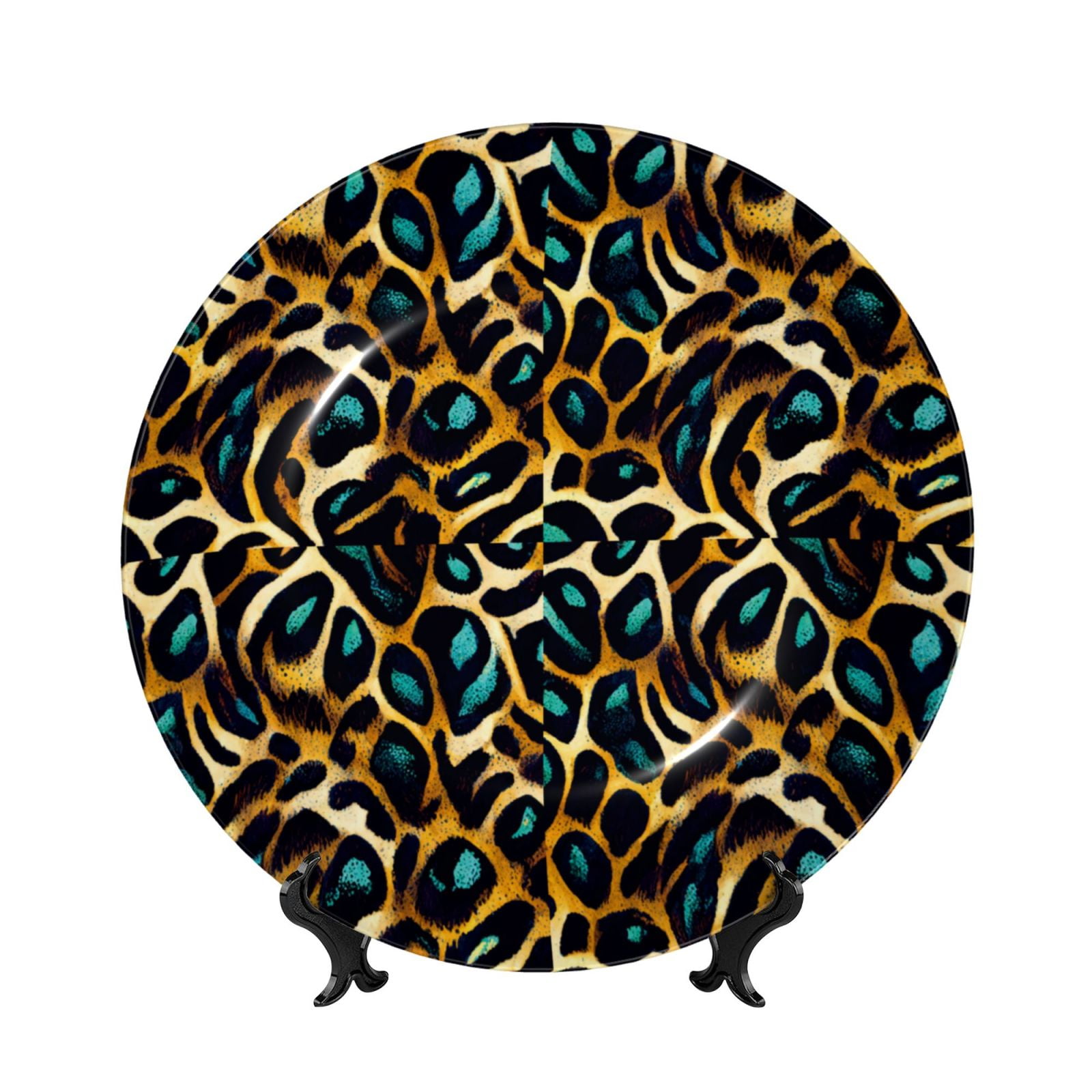 Balery Teal Leopard Print Bone China Decorative Plate Ceramic Dinner ...