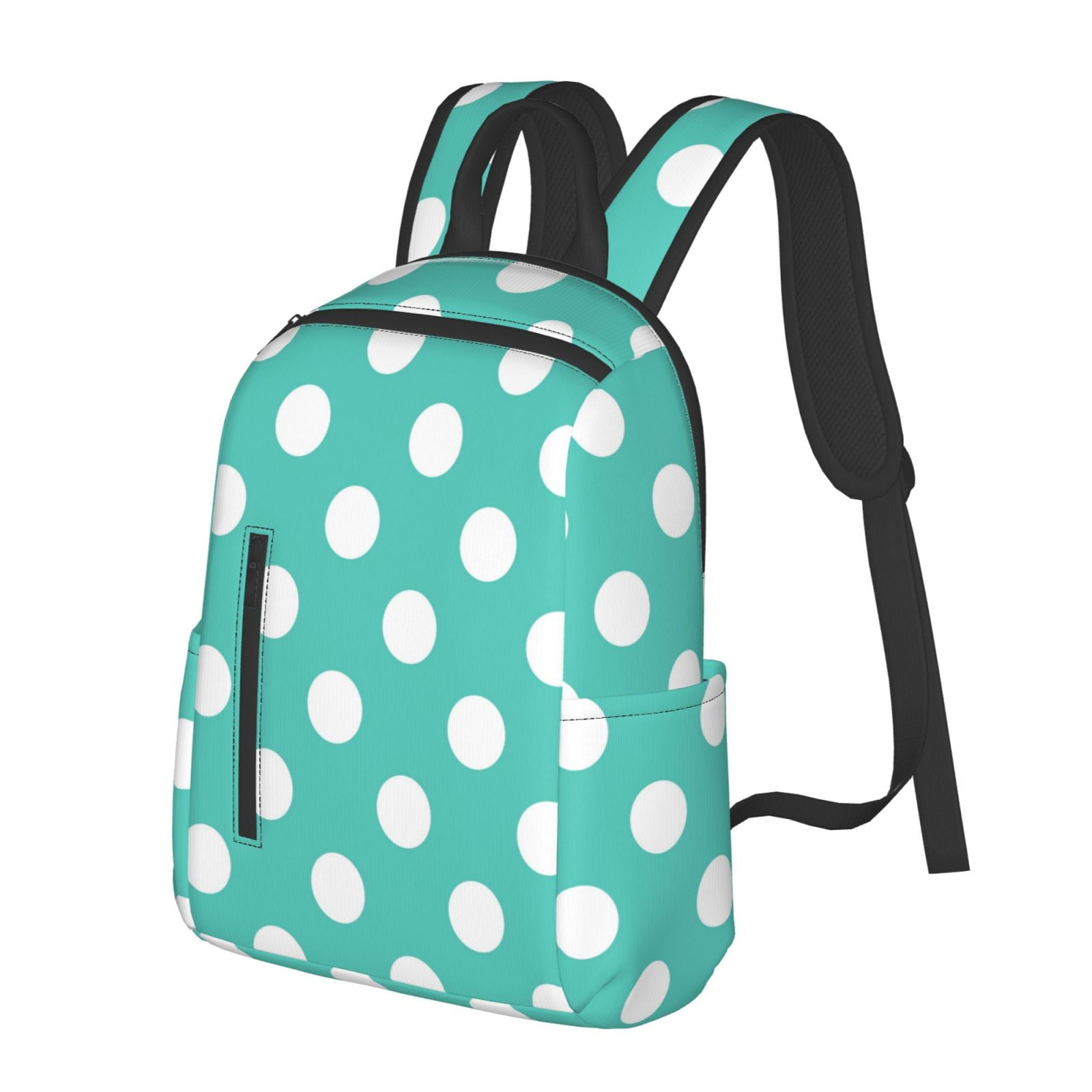 Balery Teal Turquoise And White Polka Dot Lightweight Backpack for Men ...