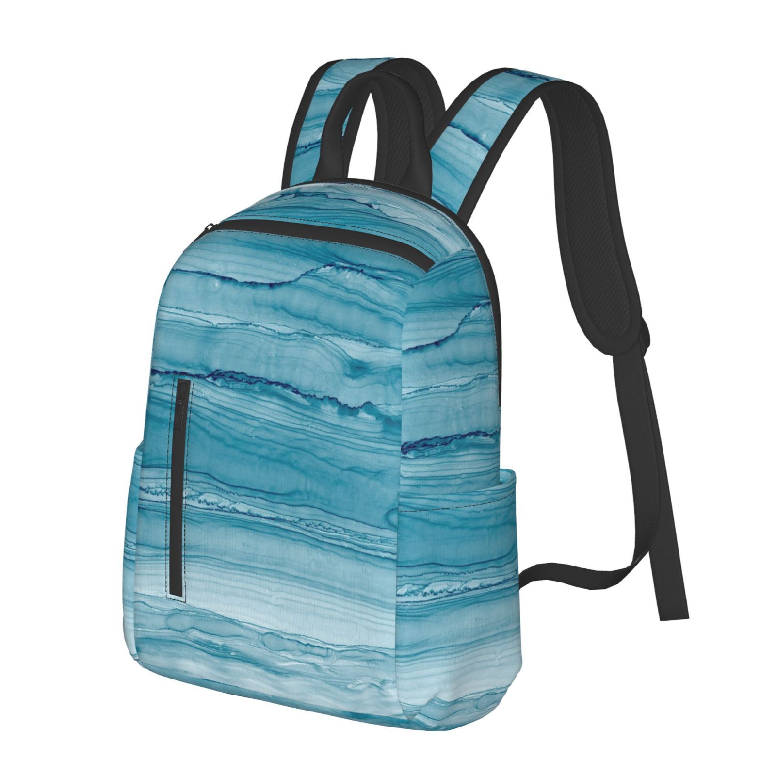 Balery Teal Turquoise Fluid Stripes Lightweight Backpack for Men and ...