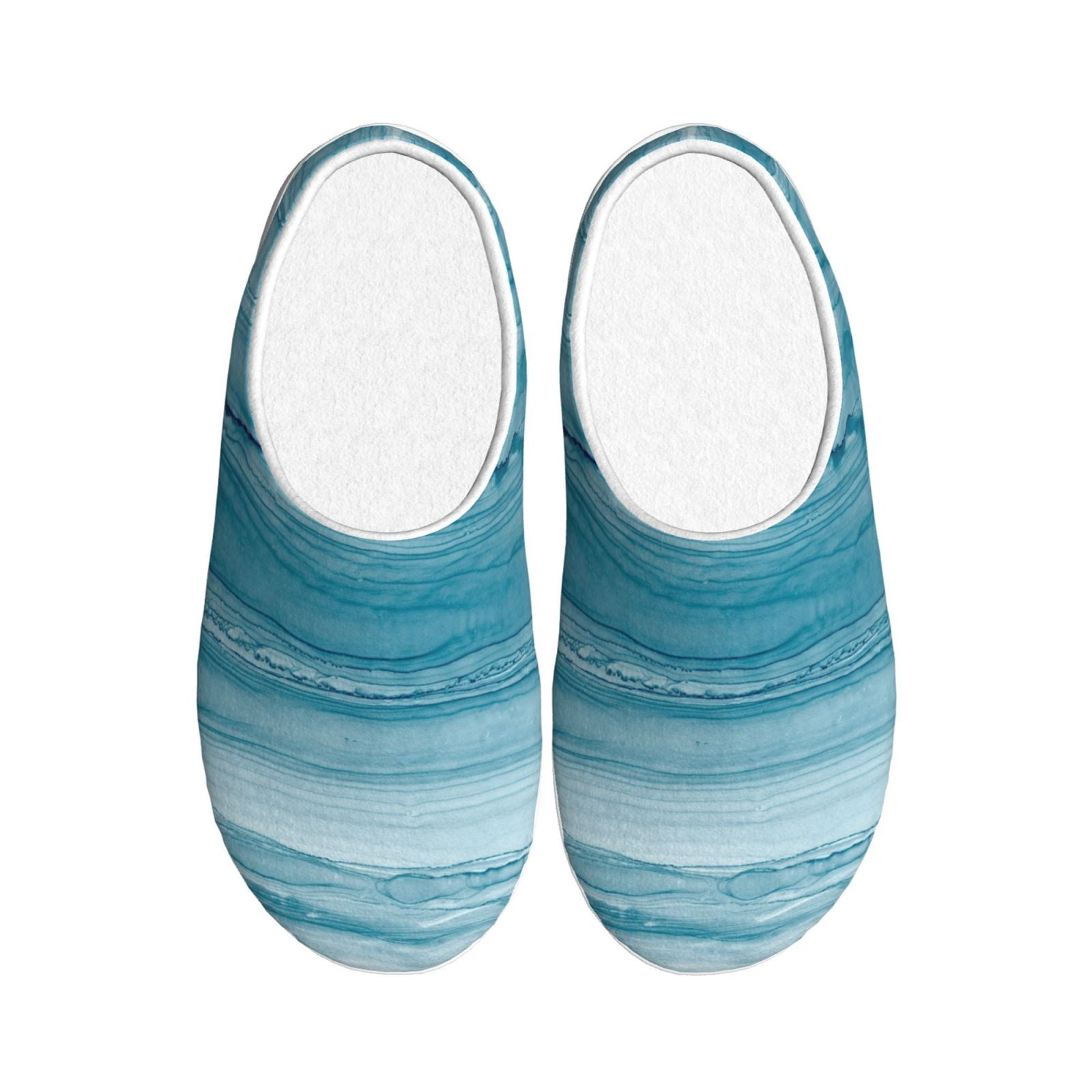 Balery Teal Turquoise Fluid Stripes Pattern Women's Fuzzy Memory Foam ...