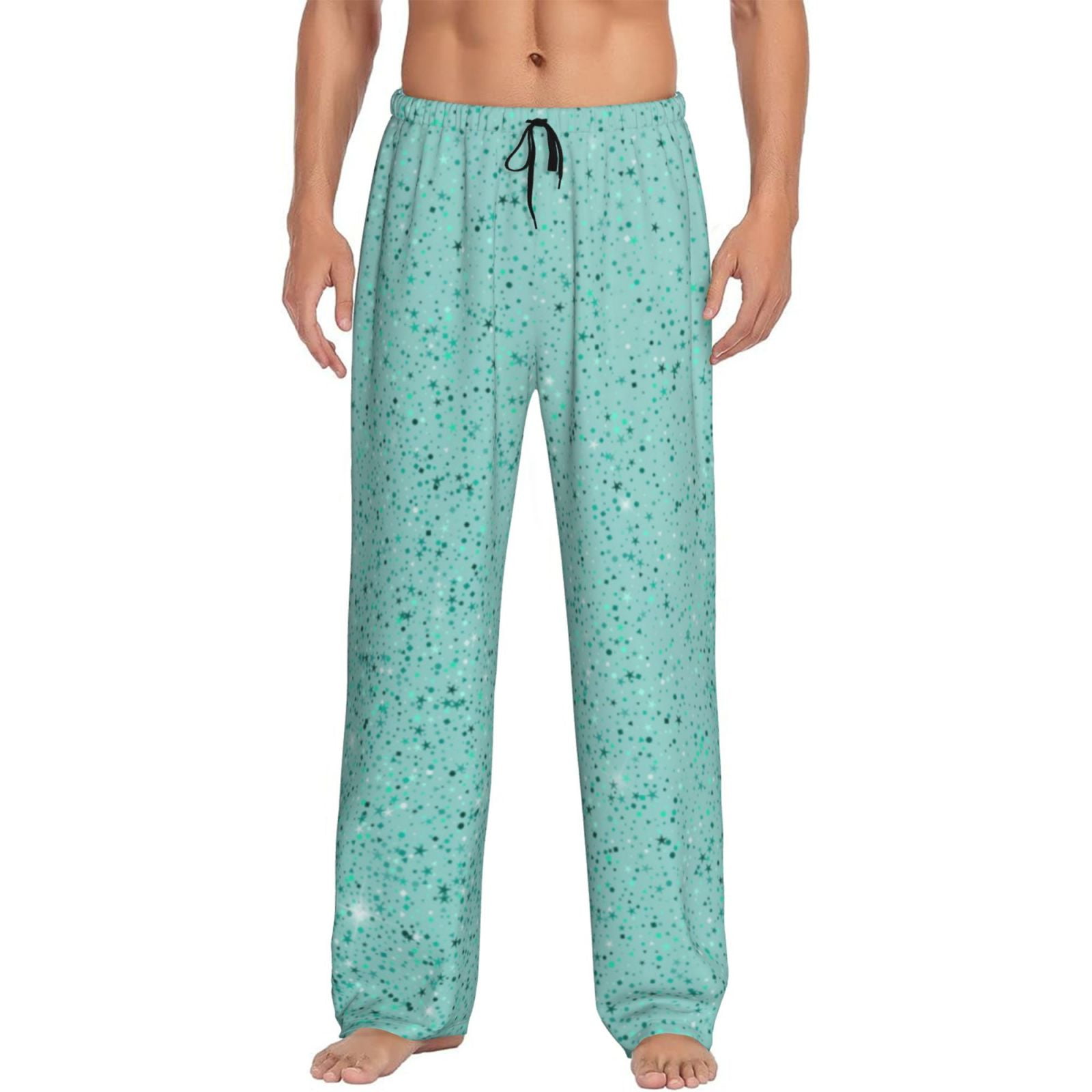Balery Teal Turquoise Glitter print Men's Pajama Pants,Ultra ...
