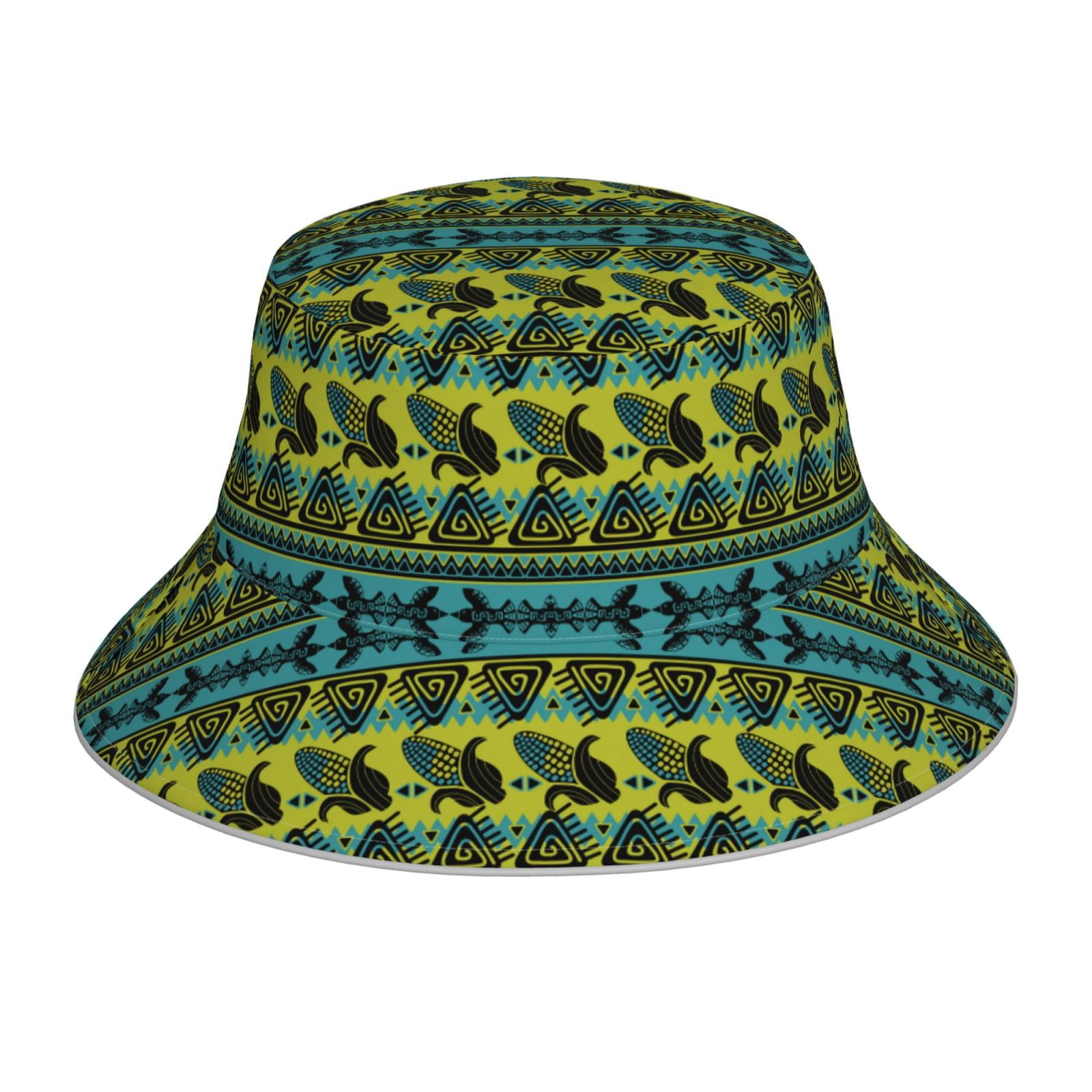 Balery Teal Vintage Corn Pattern Sun Hats for Men Women Bucket Hat UPF ...