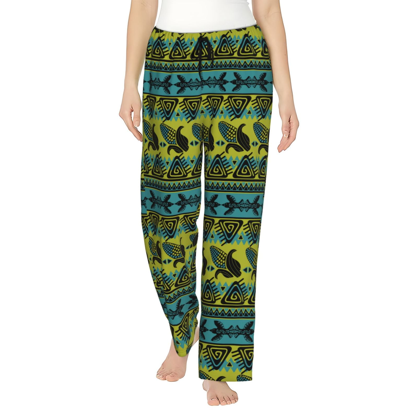 Balery Teal Vintage Corn Pattern print Women's Pajama Pants,Ultra ...