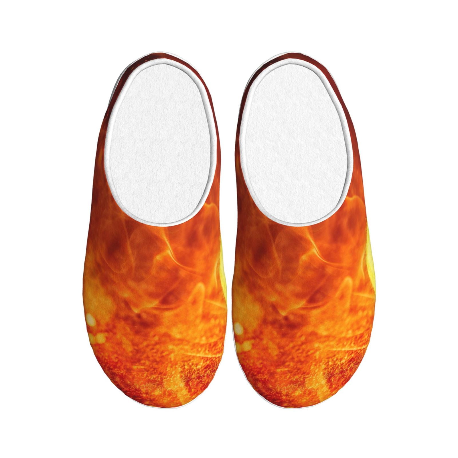 Balery Tennis Ball In Fire Pattern Women's Fuzzy Memory Foam Slippers ...